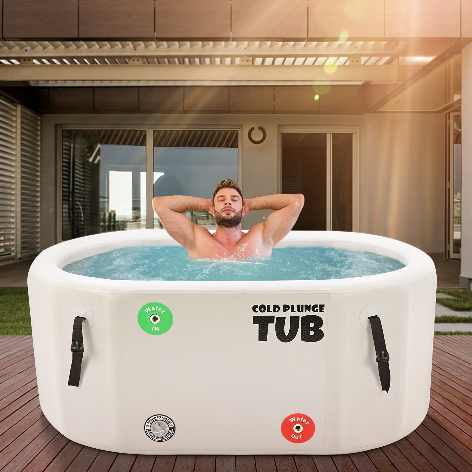 MOPHOTO Oversized Inflatable Rectangle Ice Bath Cold Plunge Tub, Ice ...