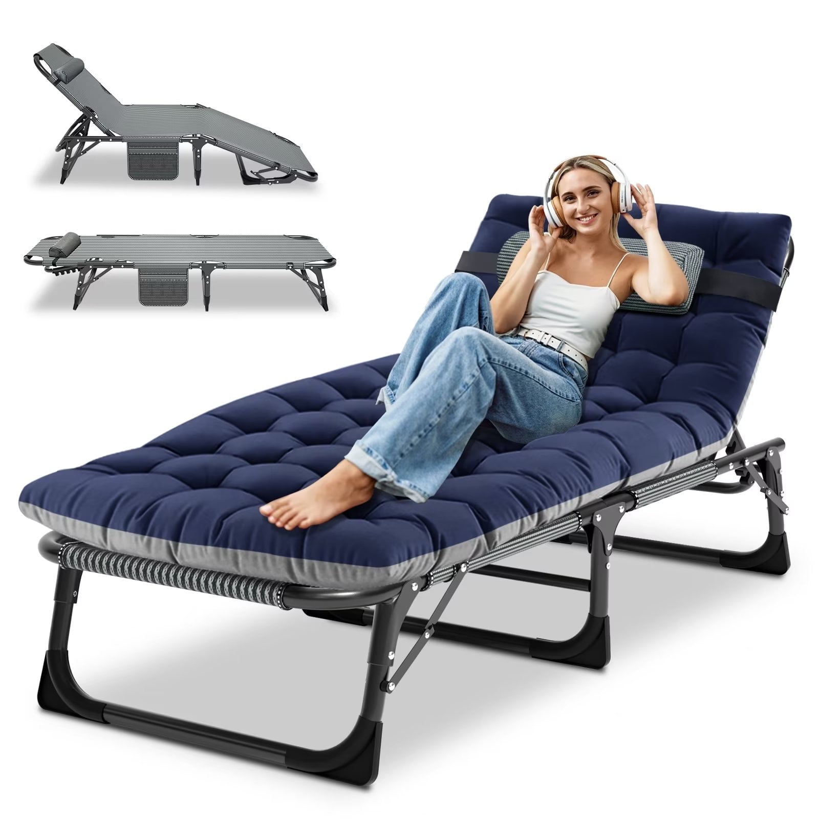 MOPHOTO Portable Foldable Lounge Chair Outdoor, Adjustable 4-Position ...