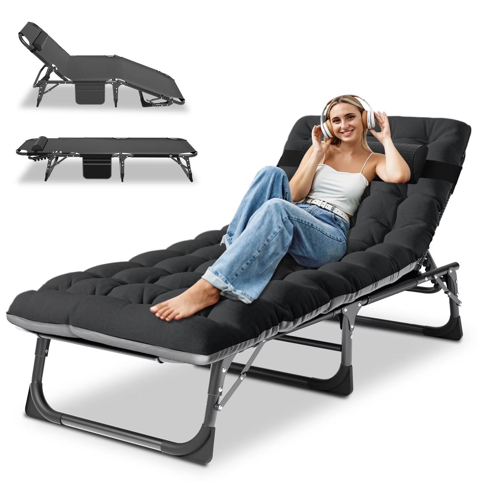 MOPHOTO Portable Folding Lounge Chair, 4-Position Adjustable, Outdoor ...