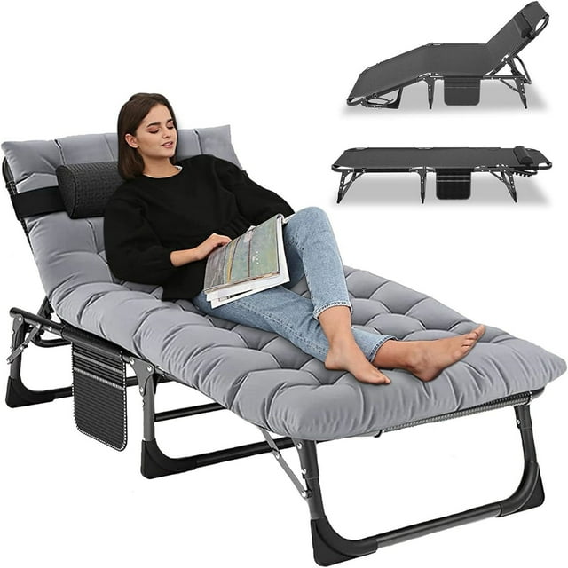 MOPHOTO Portable Heavy Duty Bed, 5-Position Adjustable Camping Cot with ...