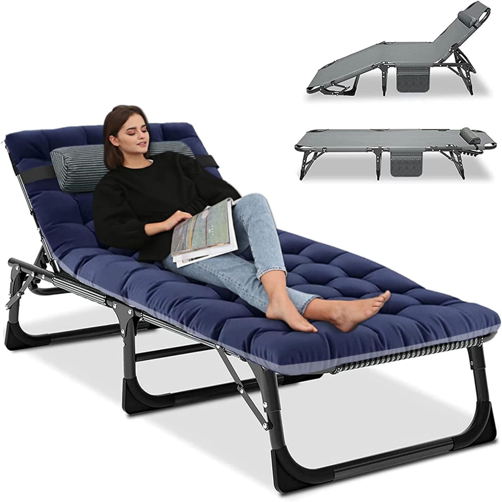 MOPHOTO Portable Outdoor Comfortable Padded Recliner, Adjustable ...