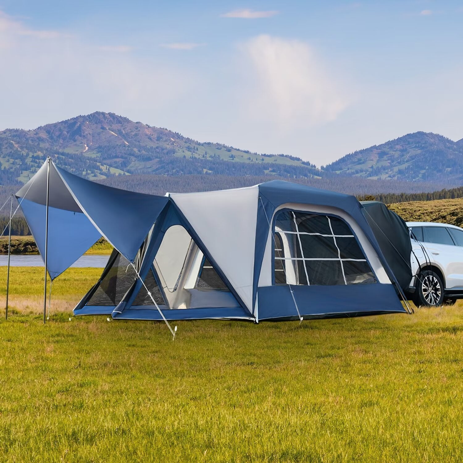 MOPHOTO SUV Tent for Camping with Porch, 4-6 Person Car Camping Tent ...