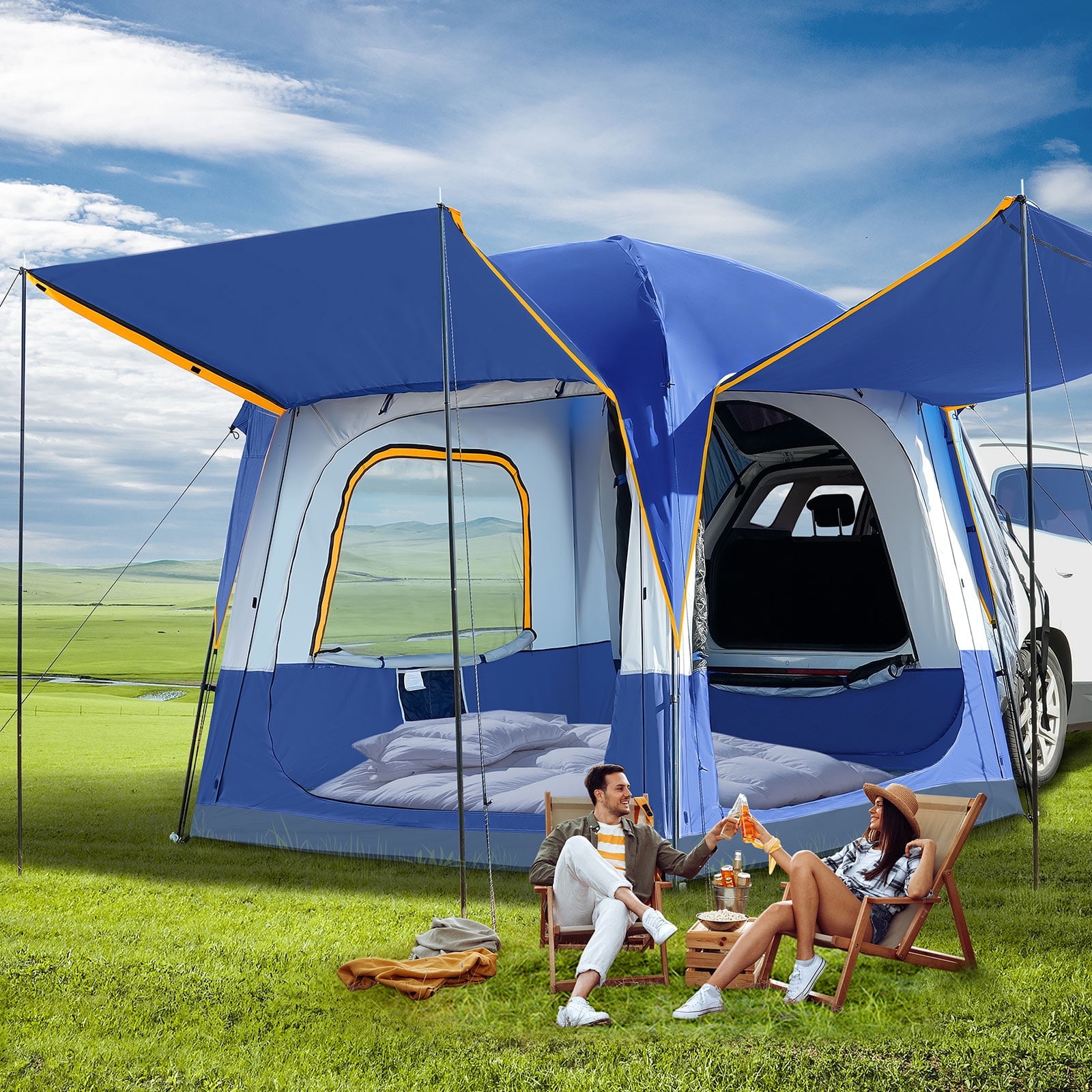 MOPHOTO SUV Tents for Camping 4 People, PU 3000mm Waterproof SUV Tent ...