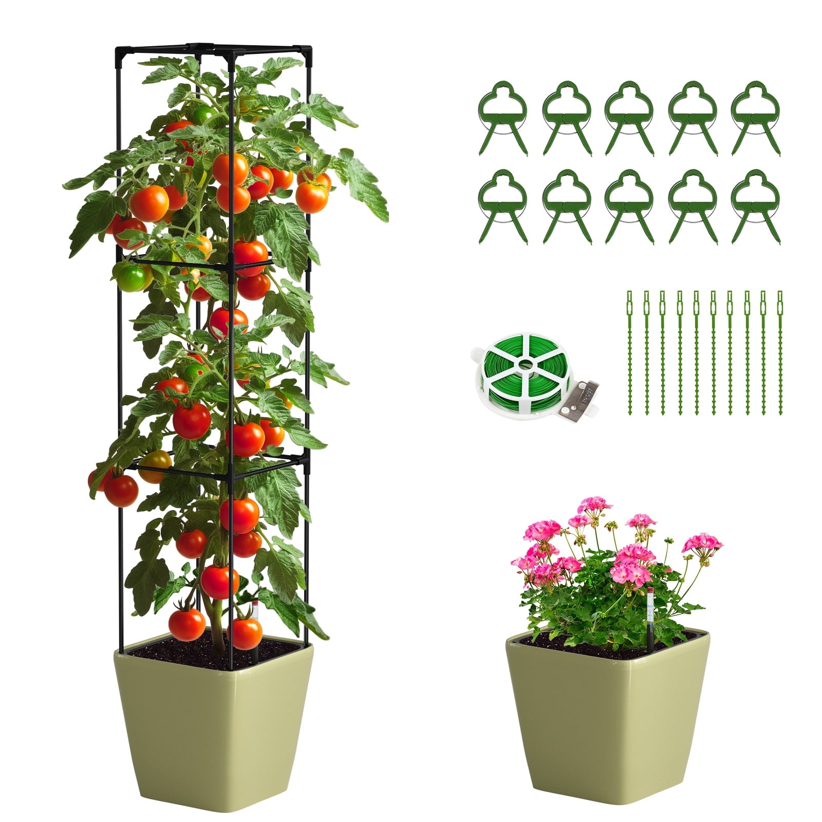 MOPHOTO Self Watering Tomato Planter with Trellis, Large Flower Pot ...