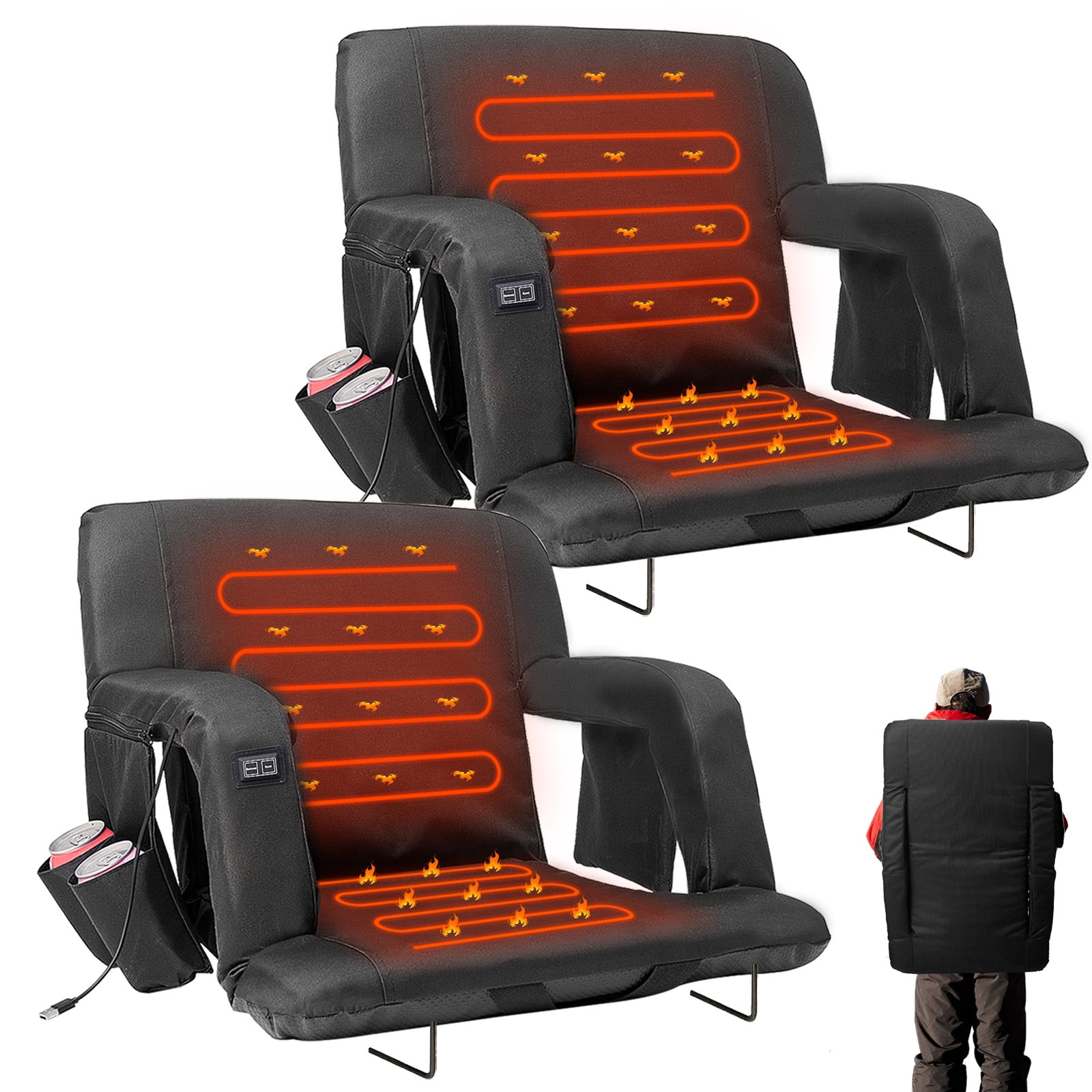 MOPHOTO Cushioned Reclining Bleacher Stadium Seats, Foldable with Back ...