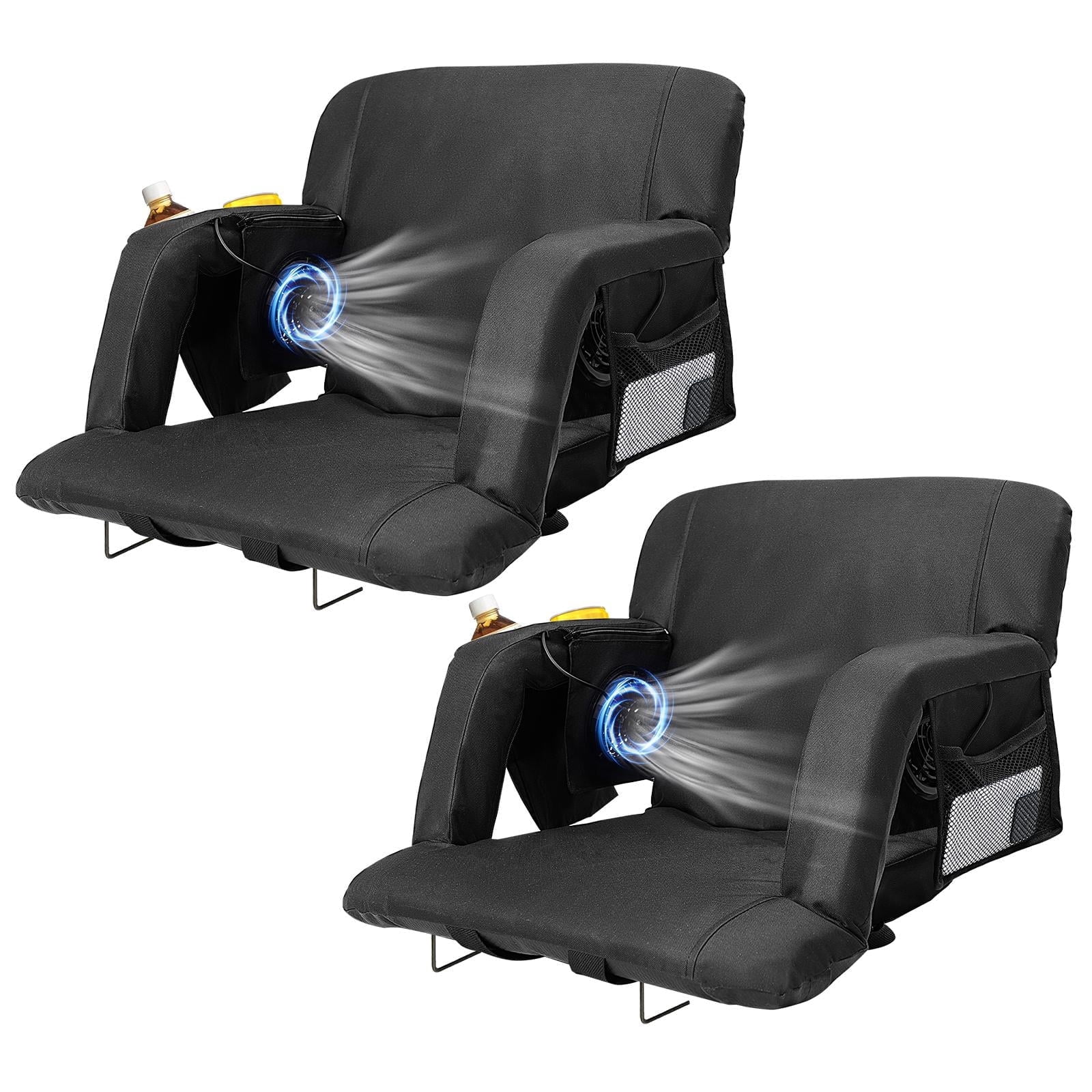 MOPHOTO 2 Pack Stadium Seats w/Fans,Foldable Stadium Seats with Back ...
