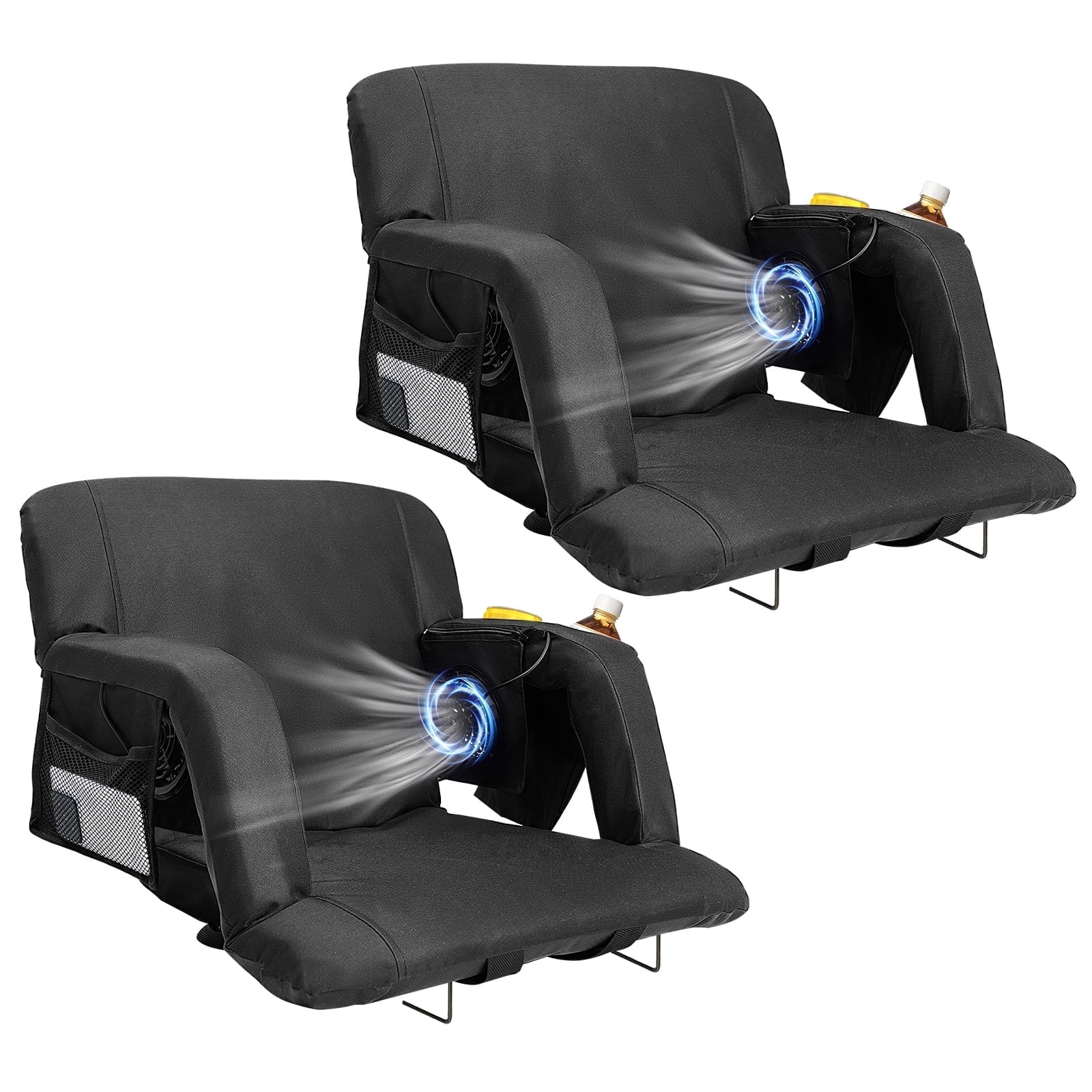 MOPHOTO 2 Pack 21 inch XXL Stadium Seats with Fans, Bleacher Seat with ...