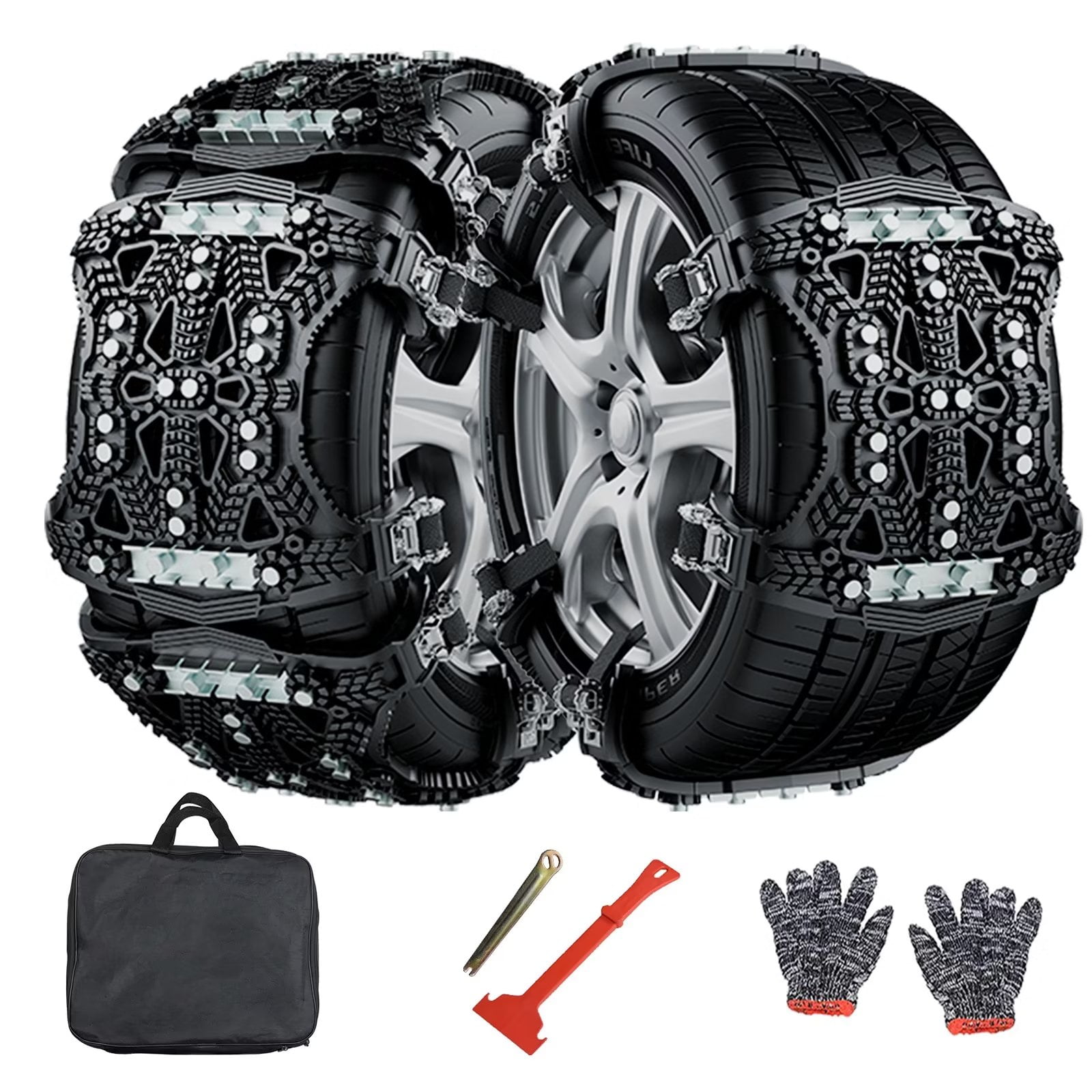 MOPHOTO Upgraded Snow Chains, Anti-Skid, Heavy Duty Manganese Steel ...