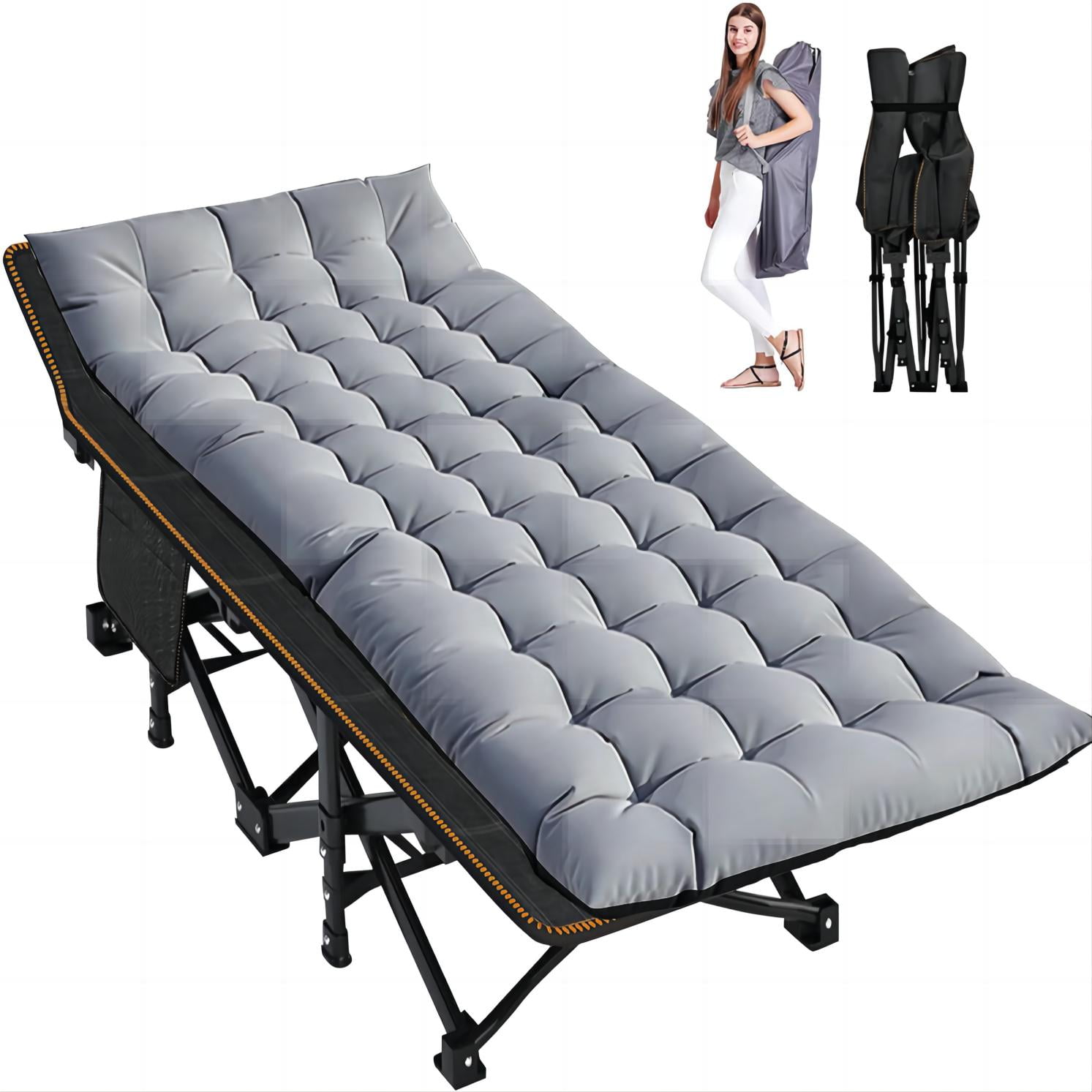 MOPHOTO XXL Foldable Camping Cot for Adults, Portable Bed with Mattress ...