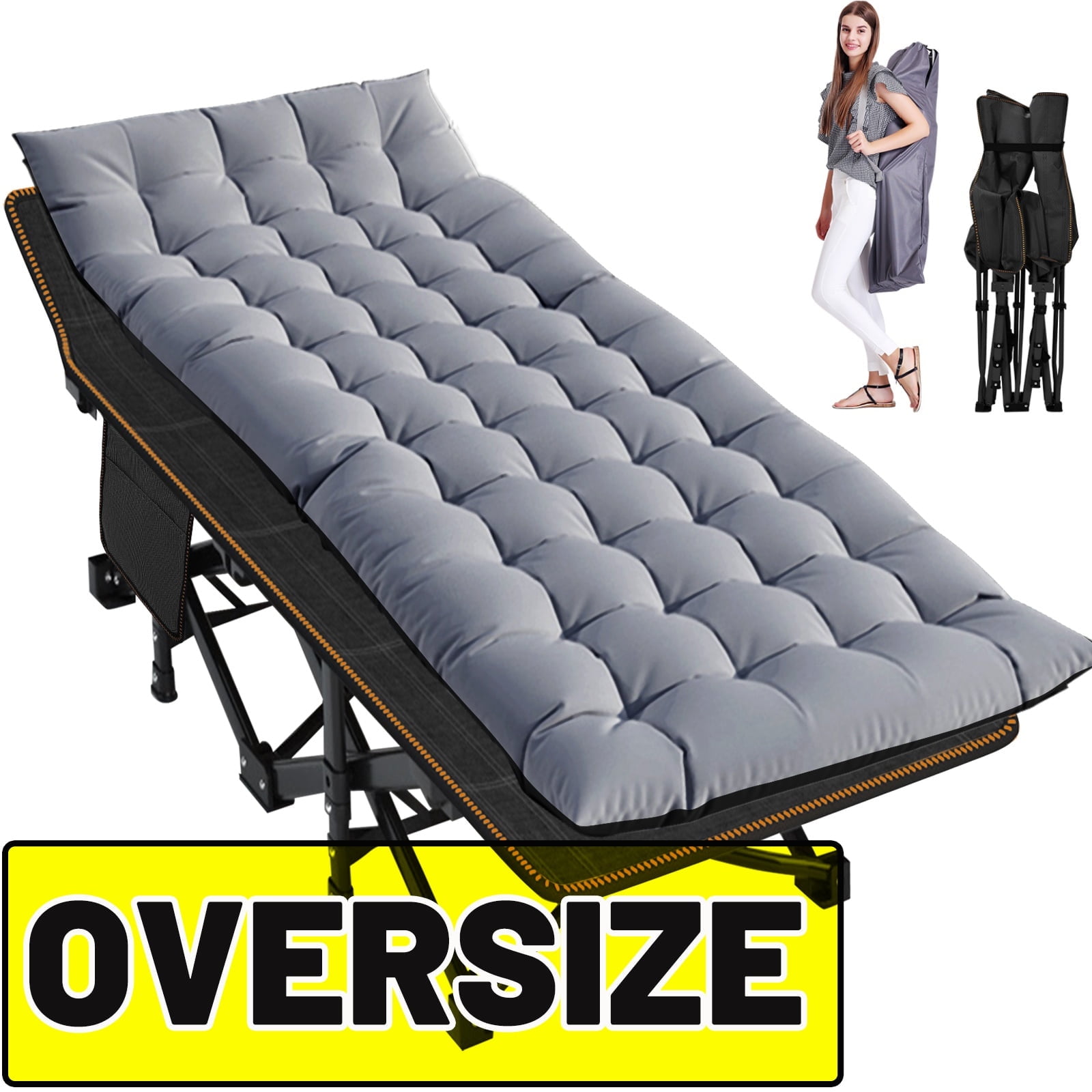 "MOPHOTO Portable & Foldable XXL Oversized Cot, Cushioned 78"" Camping ...