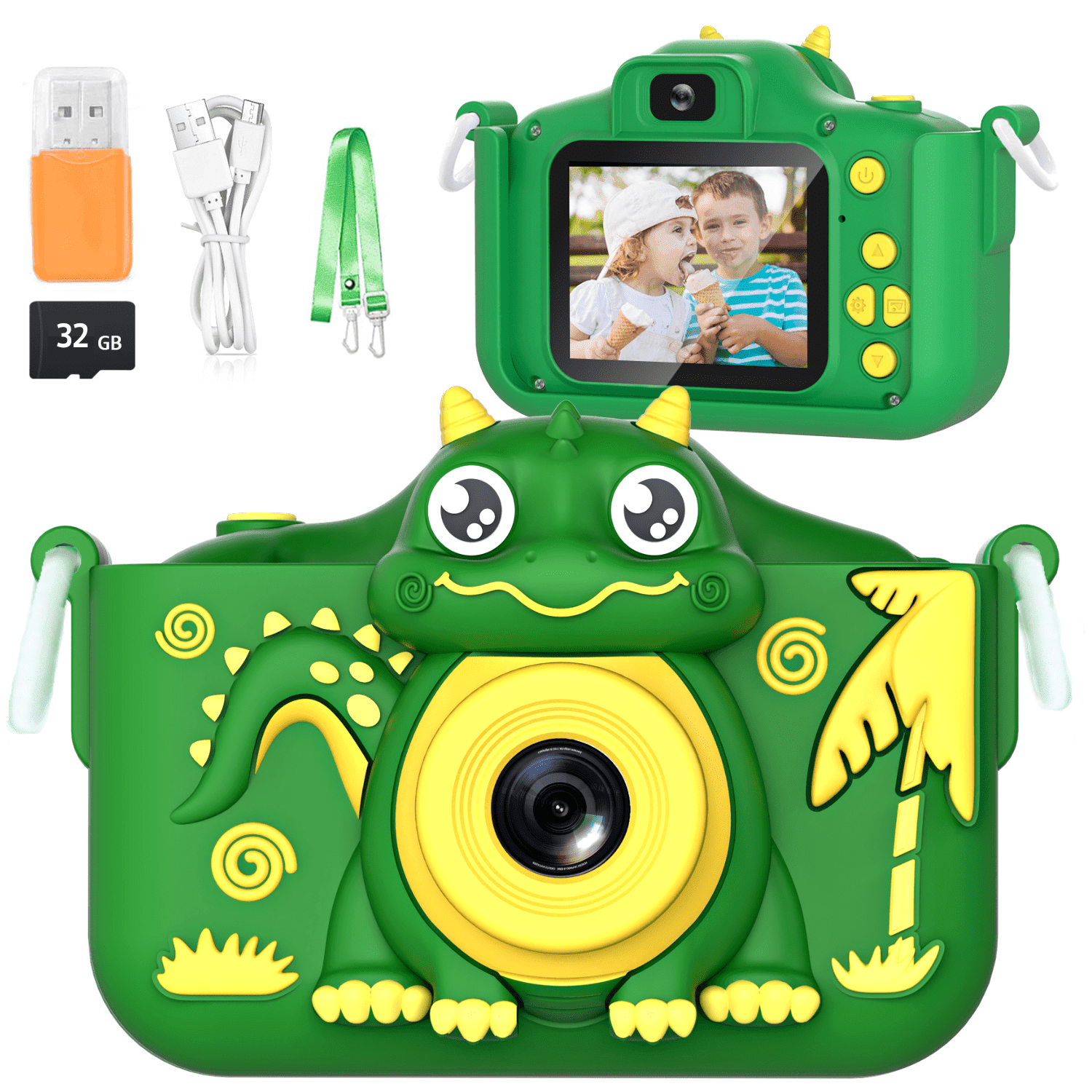 MOPO Dinosaur Kids Digital Camera for Boys, 3-8 Years, Dual 2.0inch ...