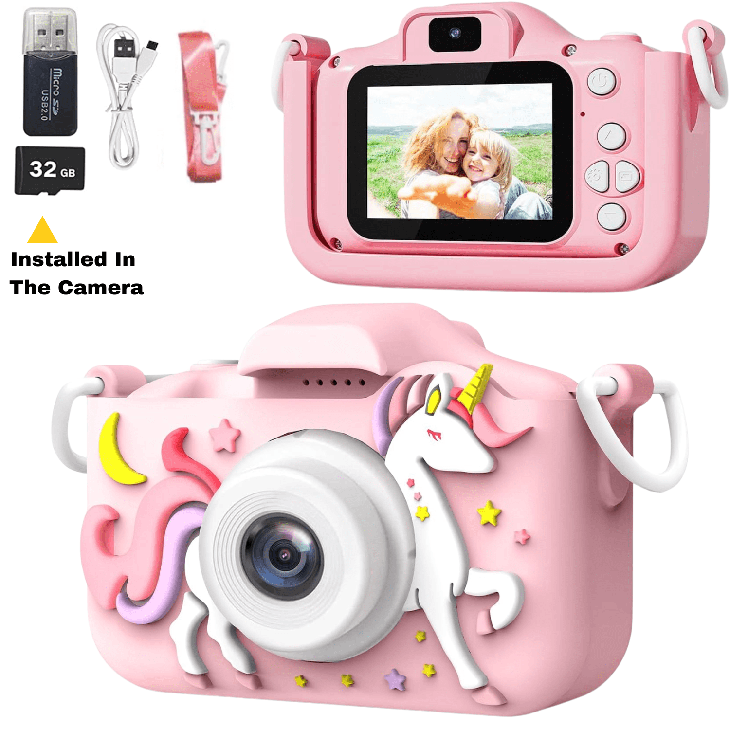 MOPO Kids Camera, Unicorn Pink, Dual 2.0inch, 32GB, Suitable for Girls ...