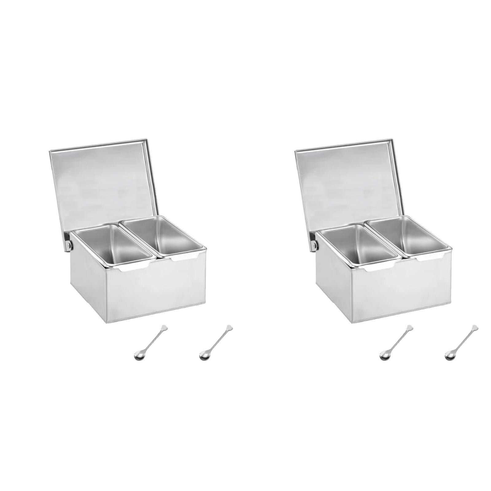 MOPOOR 2 Compartment Trays Stainless Detachable Topping Station with ...