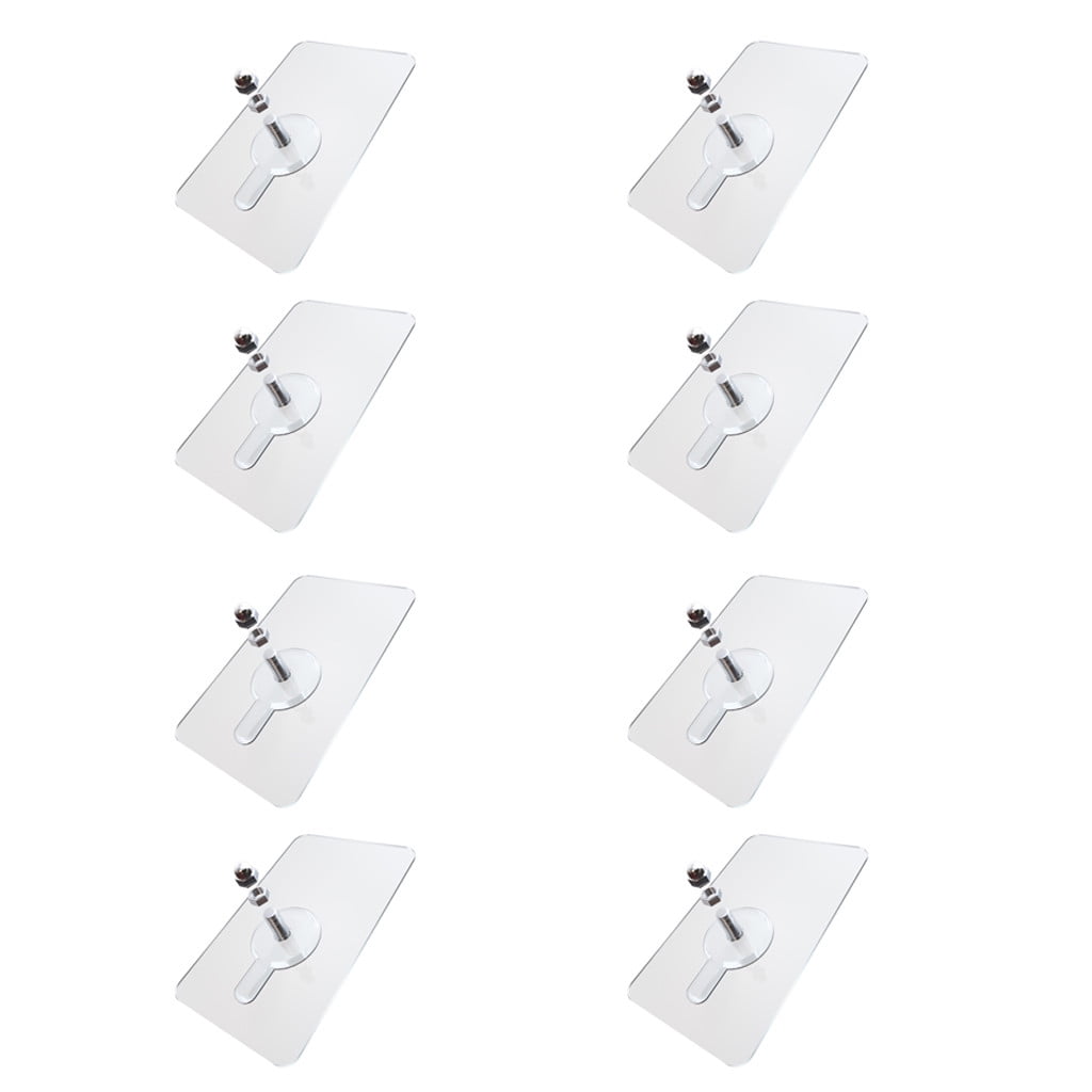 MOPOOR 8 Pieces Adhesive Wall Mount Screw Hooks Non-Trace No Drilling ...