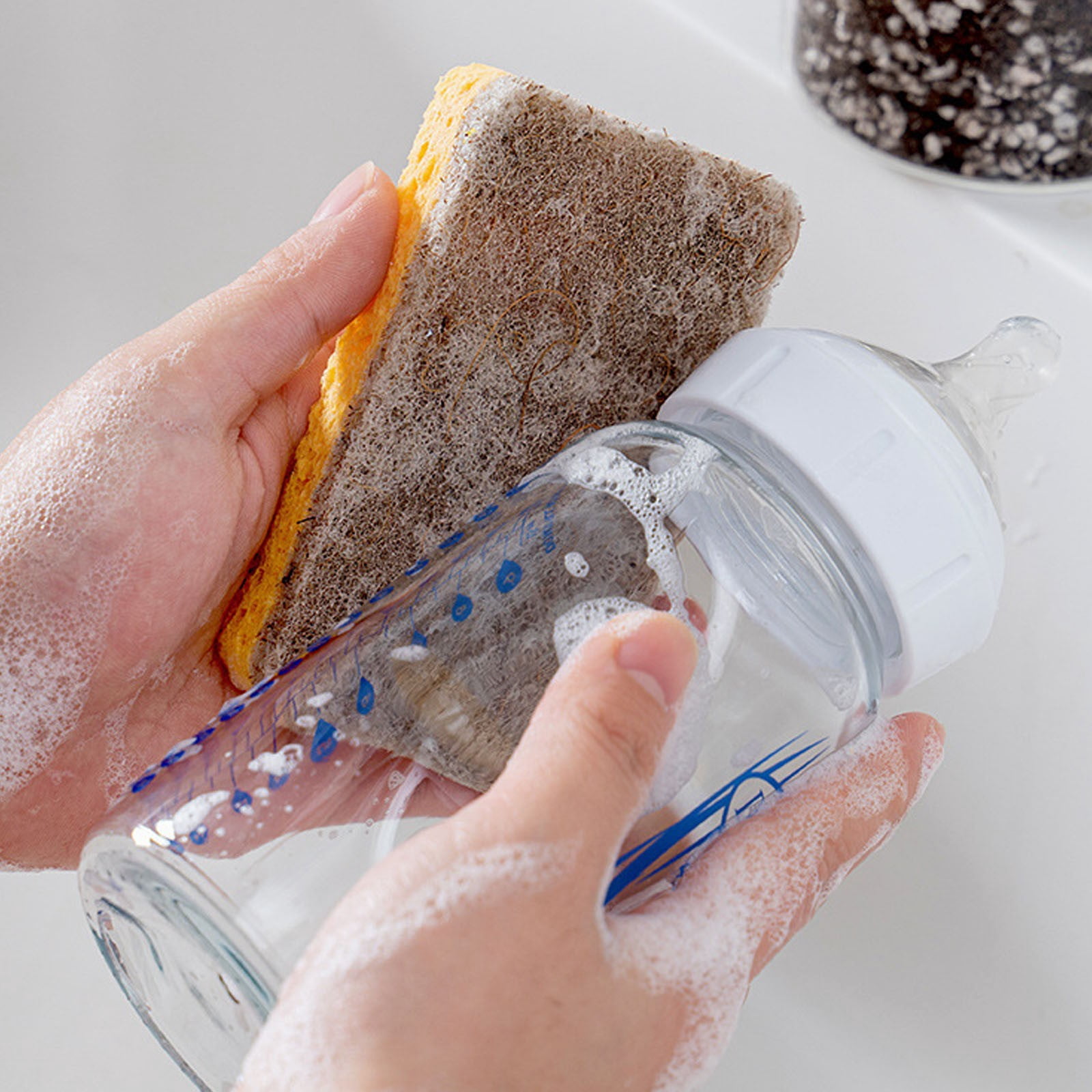 MOPOOR Natural Scrub Sponge, Non Scratch and Biodegradable, with Tough ...