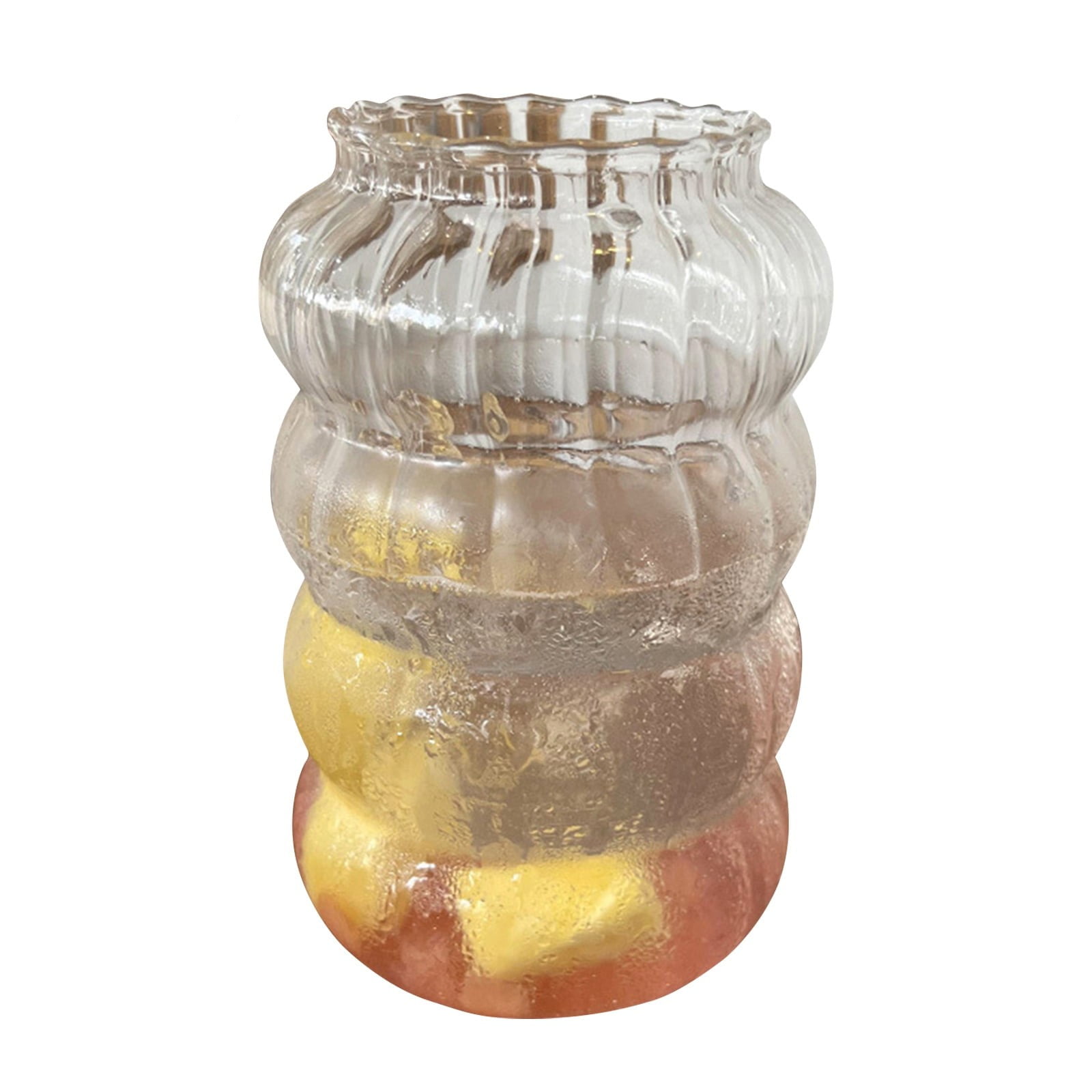 MOPOOR Ribbed Glassware Glass Cup Ribbed Drinking Glass Ribbed Glasses ...