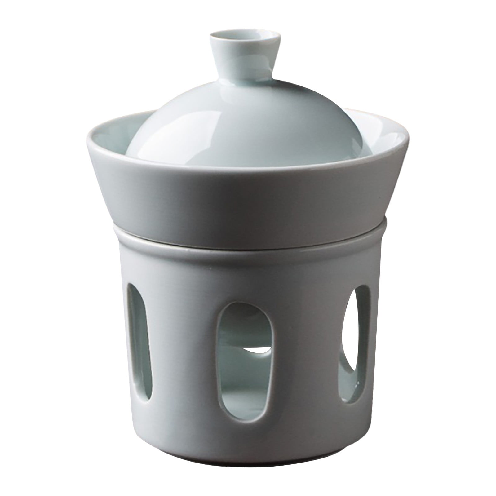 MOPOOR Small Ceramic Stew Pot with Lid Steam Soup Bowl Steaming Cup ...
