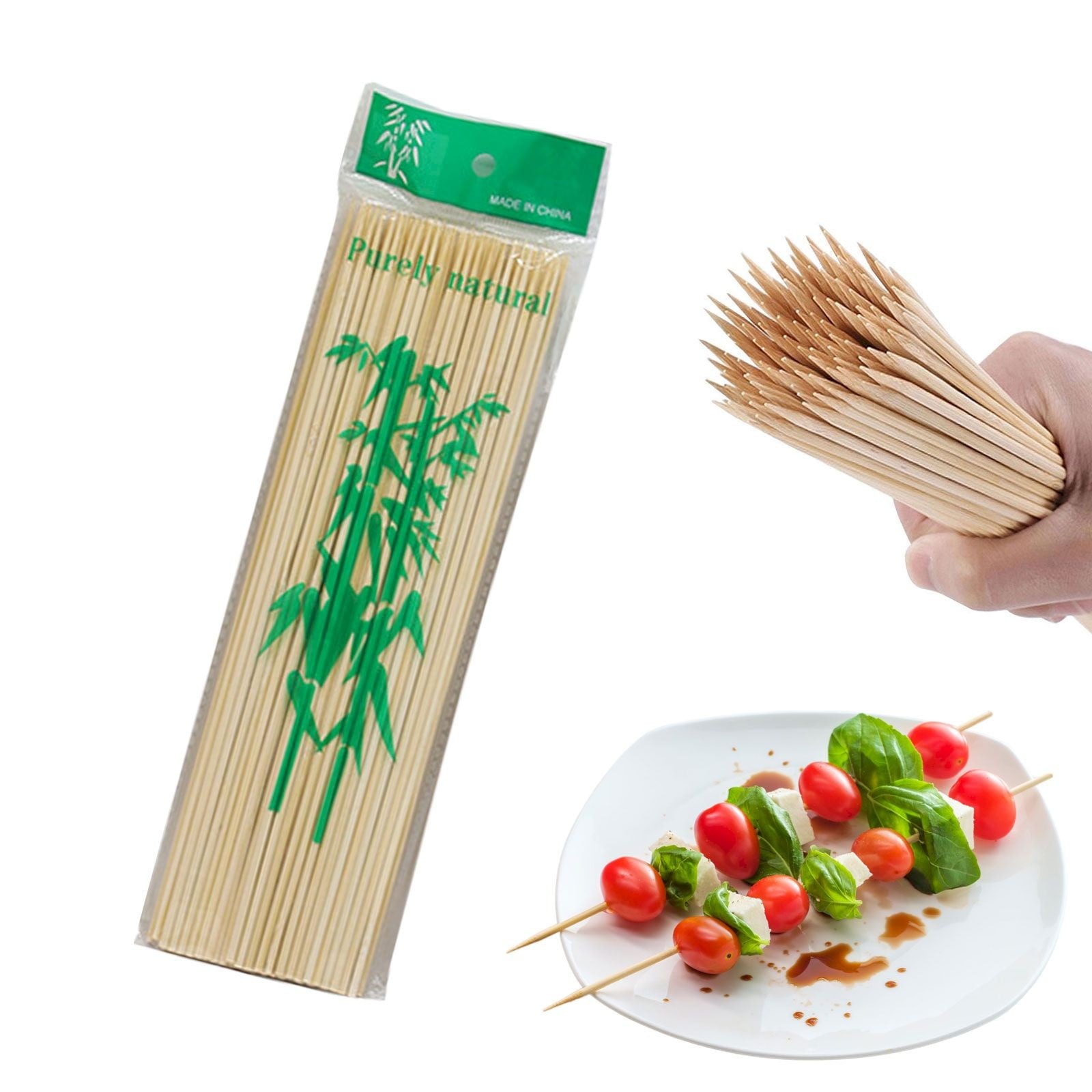 MOQIN 100 Pack Bamboo Skewers for Grilling, BBQ, Kabobs, Crafts ...