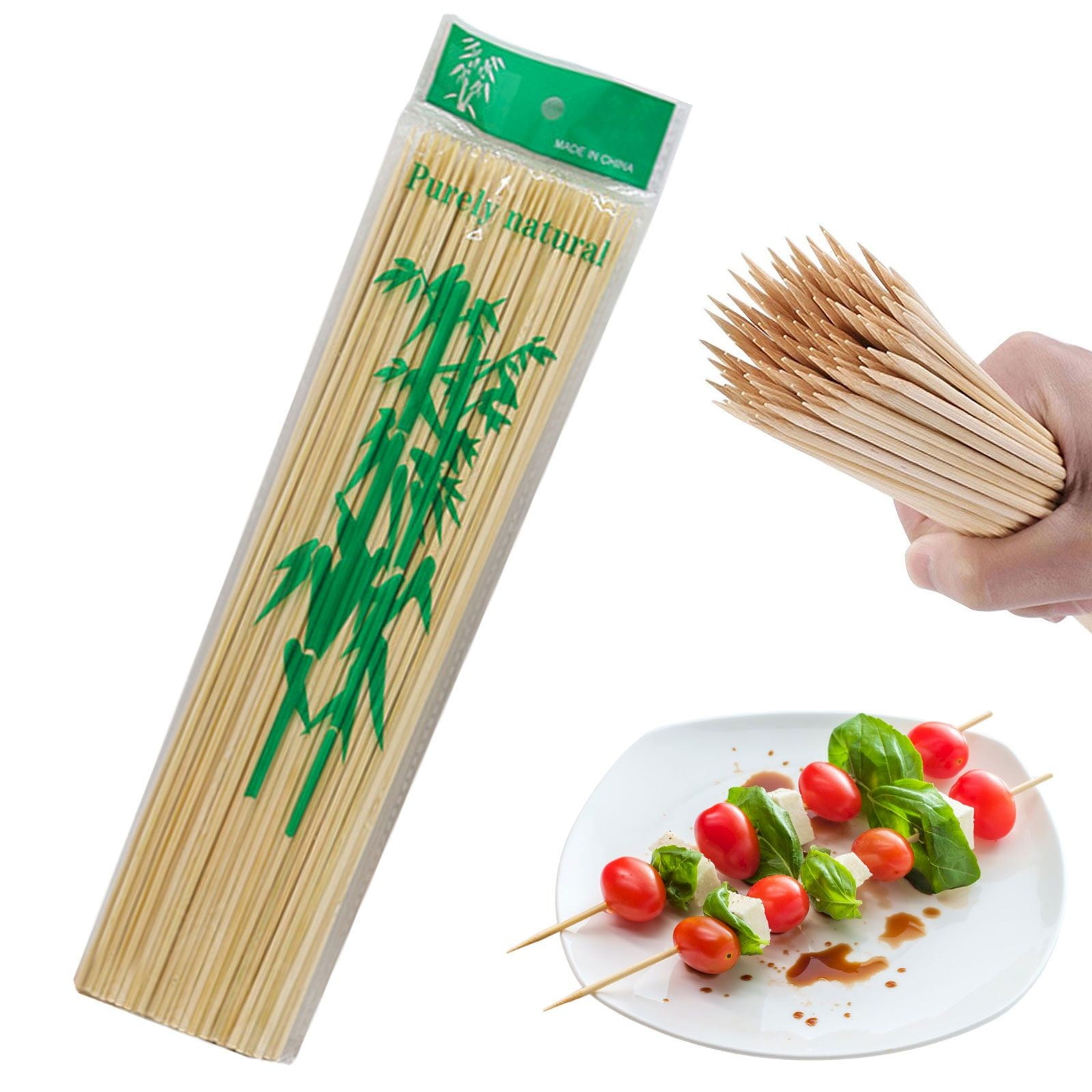 MOQIN 100 Pack Bamboo Skewers for Grilling, BBQ, Kabobs, Crafts ...