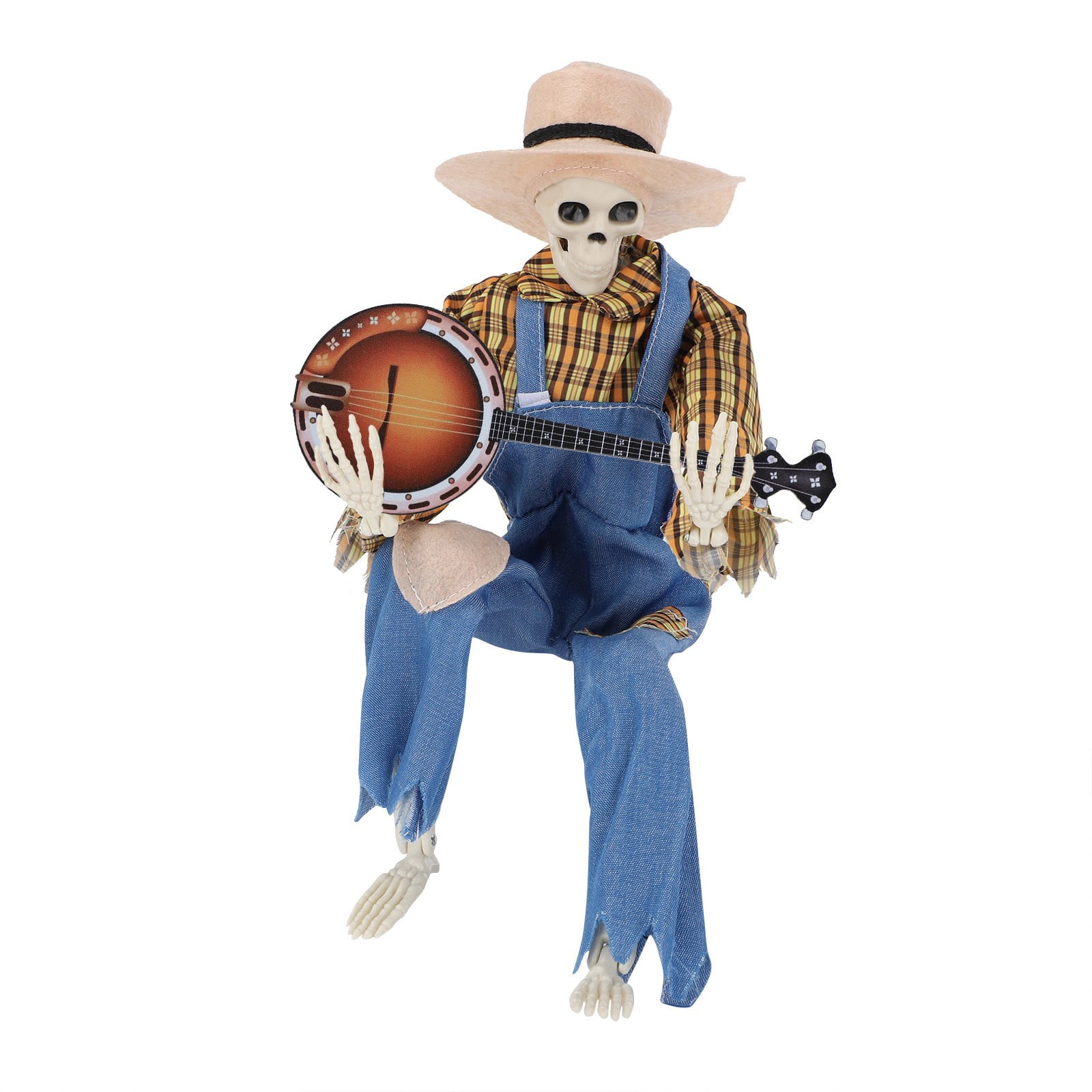 MOQIN 15.7inch Funny Animated Skeleton Bass Guitar Player, Halloween ...