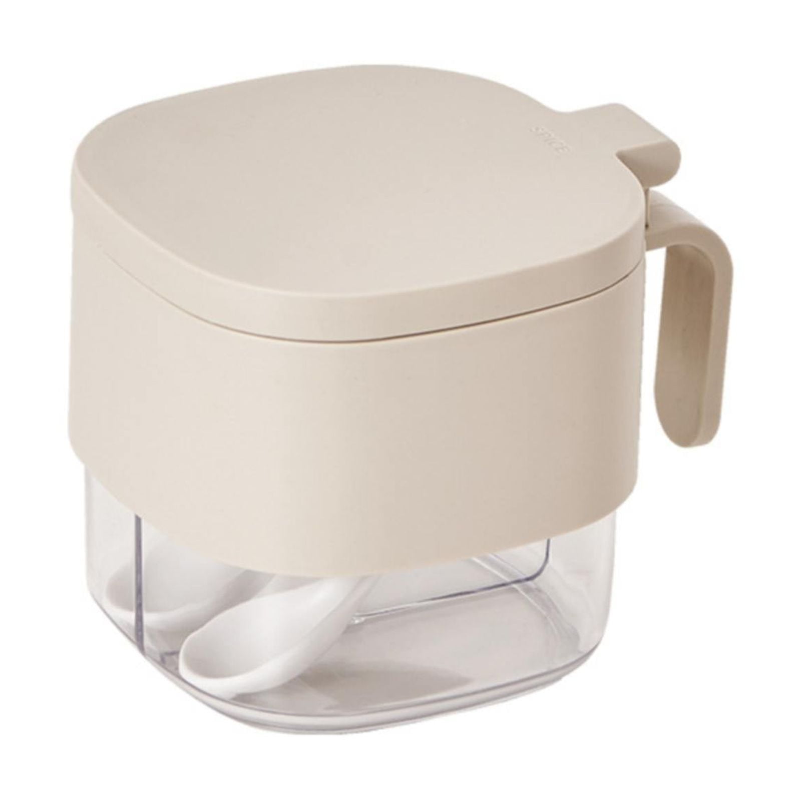 MOQIN 2 Grids Seasoning Box with Handle and Spoon, Clear Kitchen Salt ...