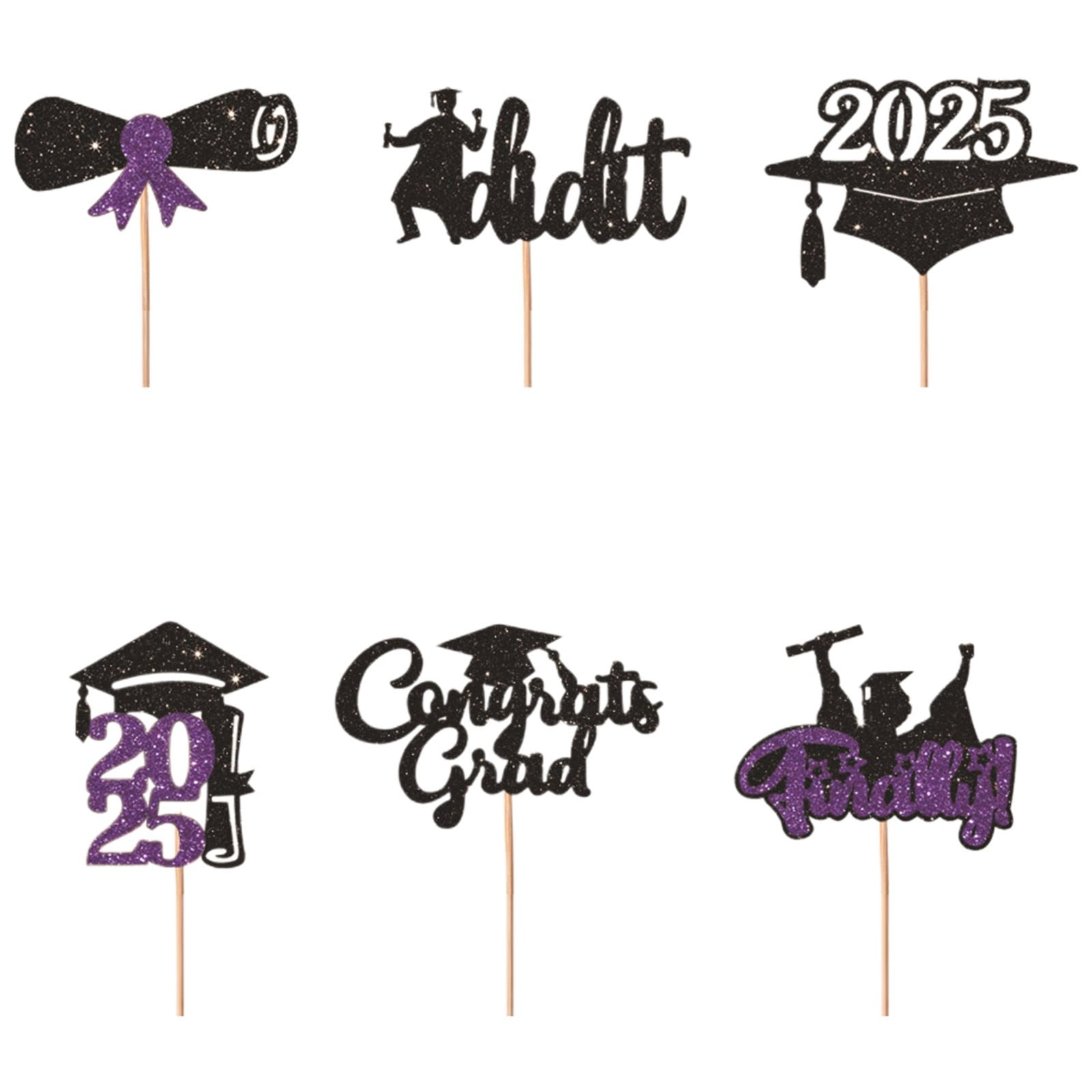 MOQIN 2025 Graduation Cupcake Toppers, 6PCS Graduation Cupcake Toppers ...