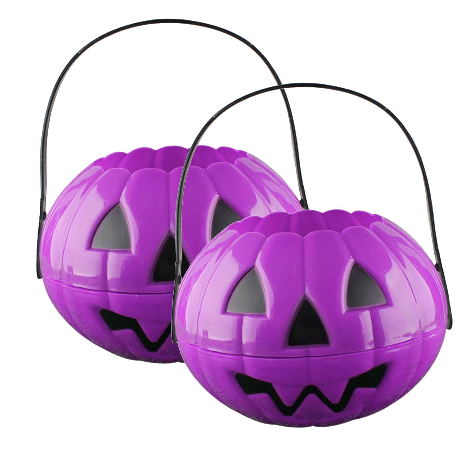 MOQIN 2PCS Halloween Plastic Pumpkin Bucket,Portable Pumpkin Buckets ...