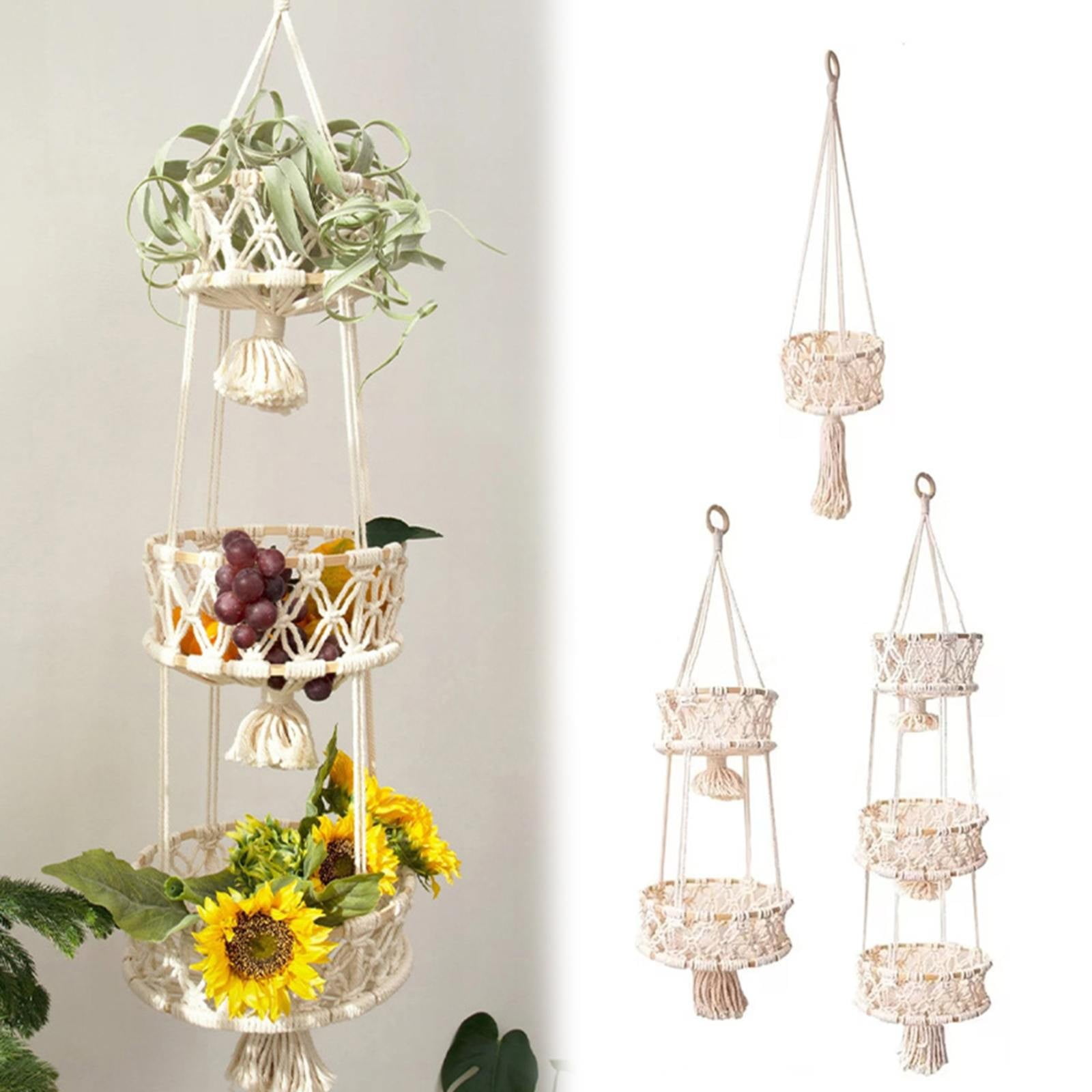 MOQIN 3 Tier Hanging Fruit Basket for Kitchen, Hanging Basket for Fruit ...
