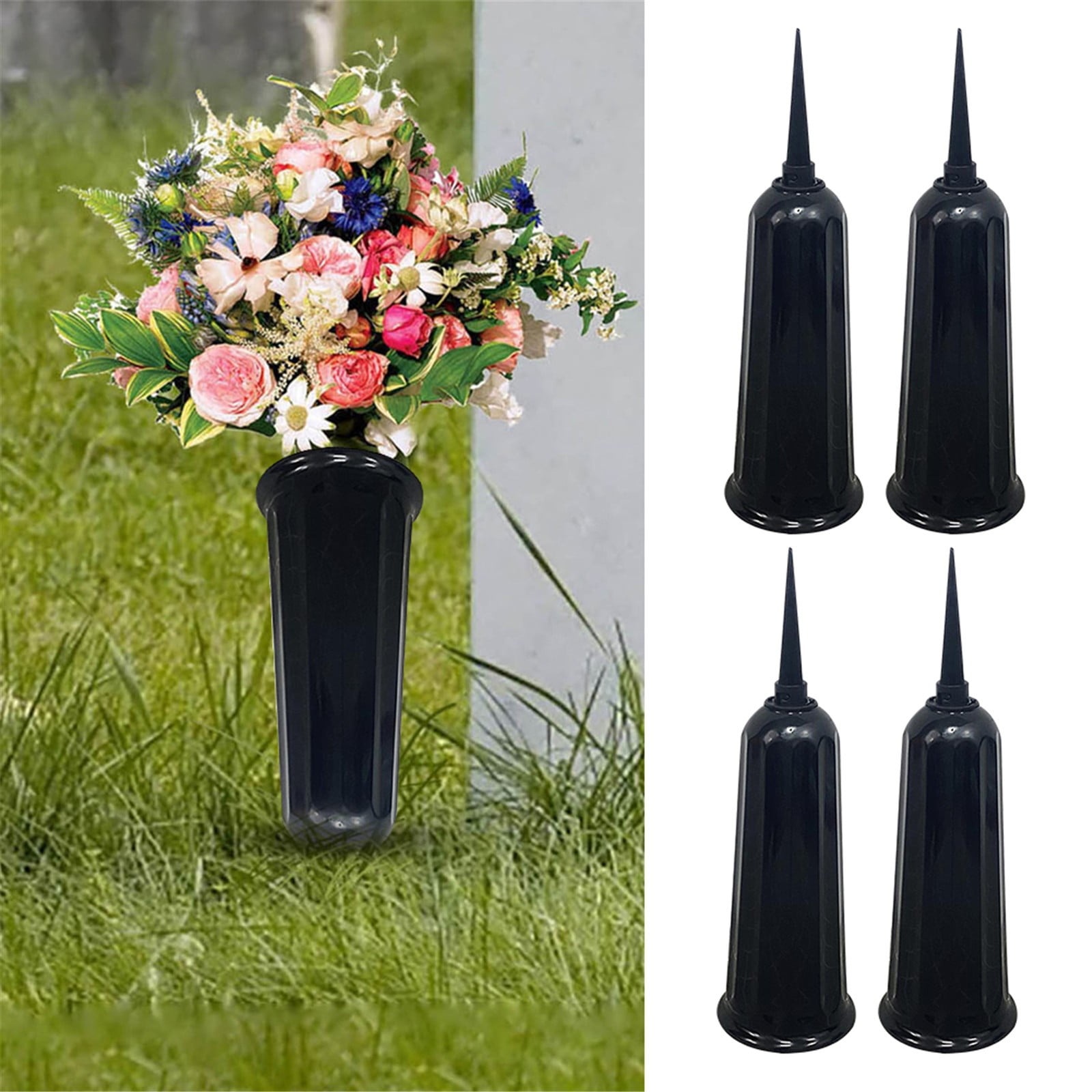MOQIN 4 Pack 7 Inch Memorial Cemetery Floral Cones Decoration-Plastic ...