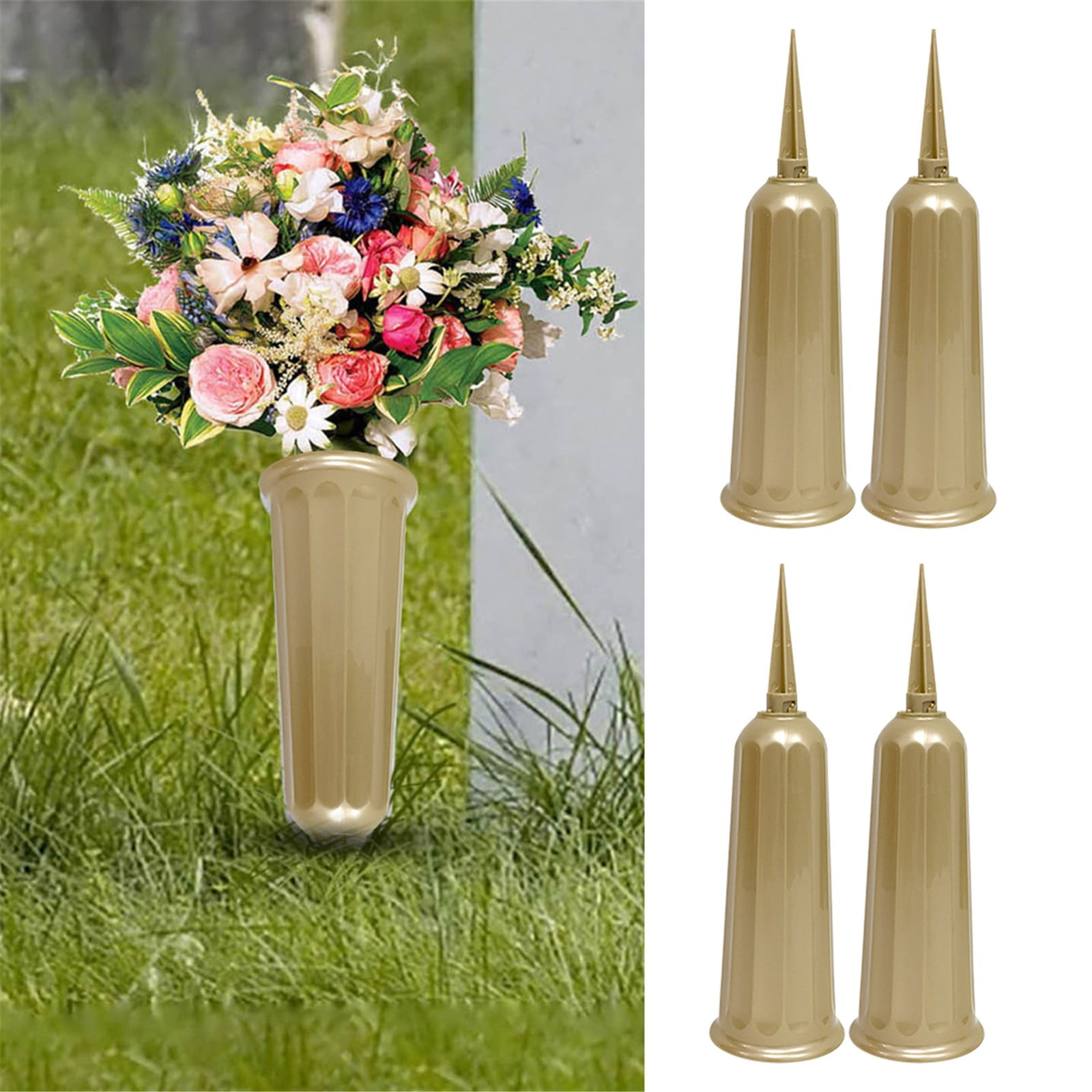 MOQIN 4 Pack 7 Inch Memorial Cemetery Floral Cones Decoration-Plastic ...