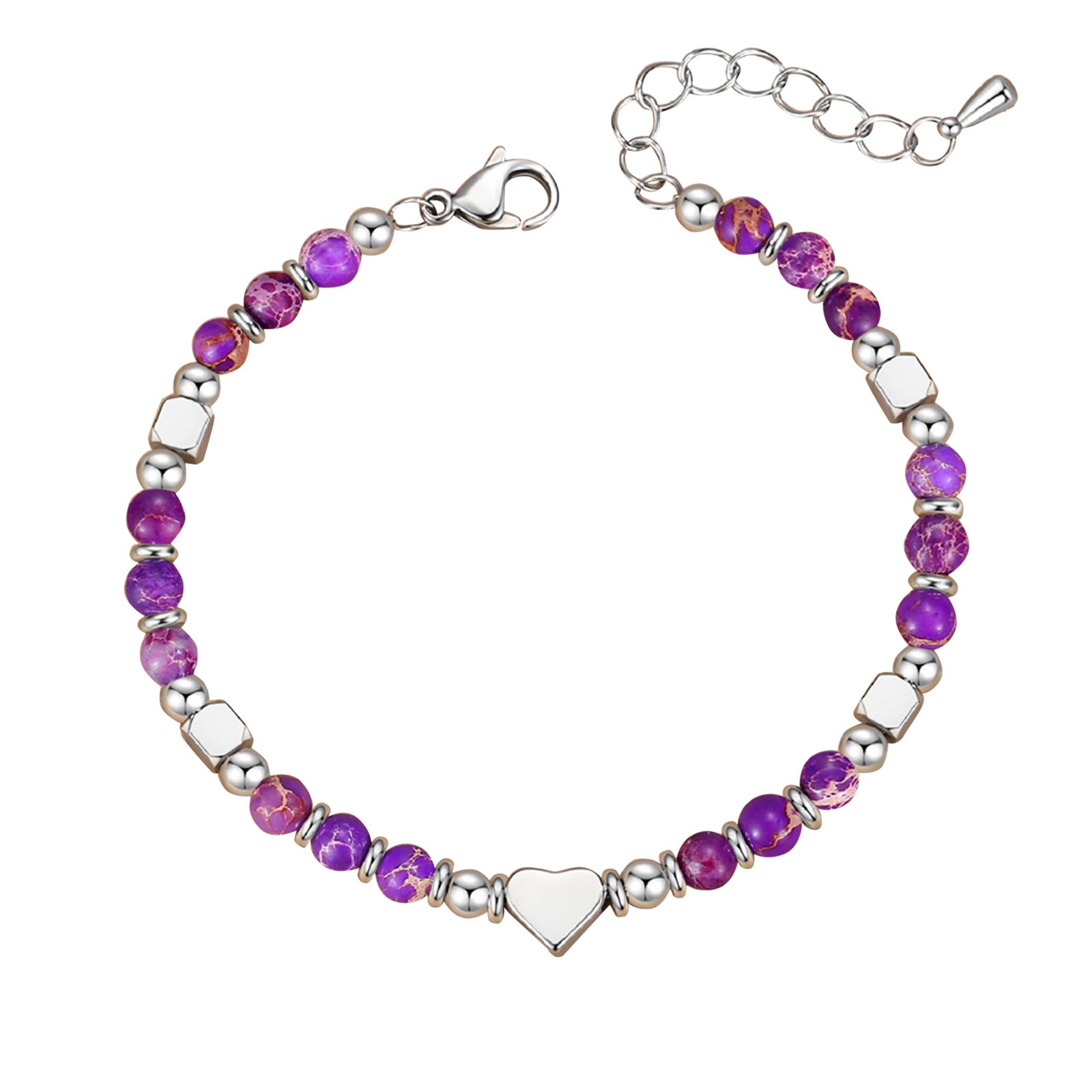 MOQIN 4mm Natural Gemstone Beaded Stainless Bracelet,Trendy Stackable ...