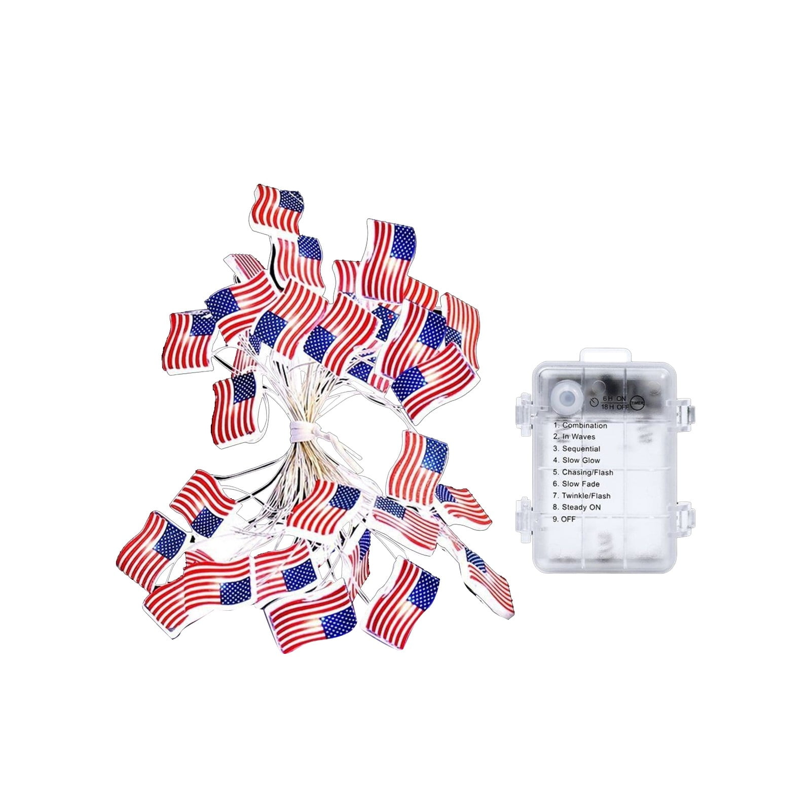 MOQIN 4th of July Decorations for Home, LED Red White Blue & Flag LED ...