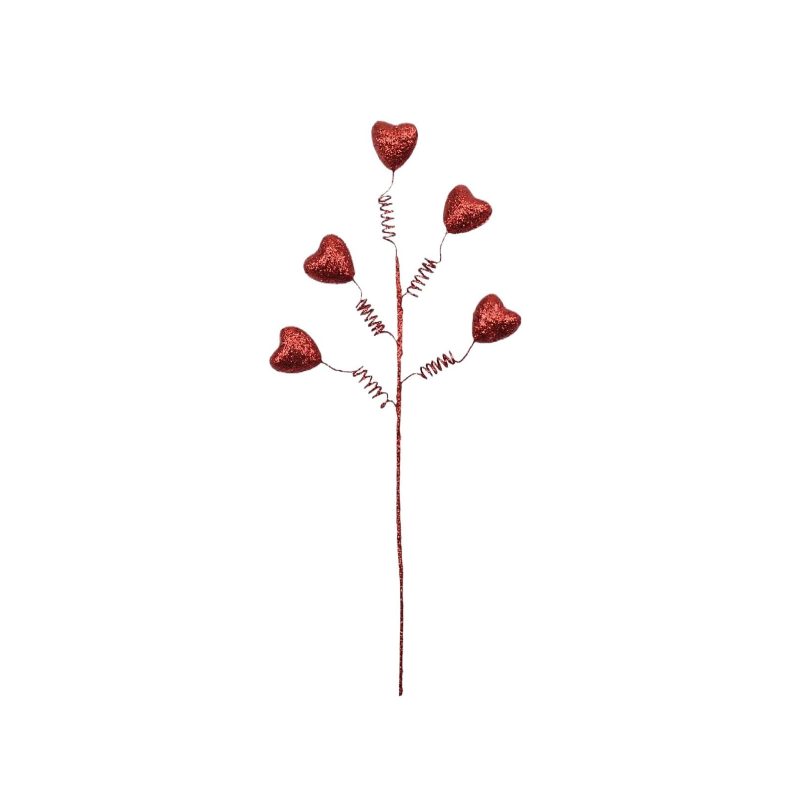 MOQIN 6 Pieces Valentine's Day Picks Sprays Heart Artificial Red Berry ...
