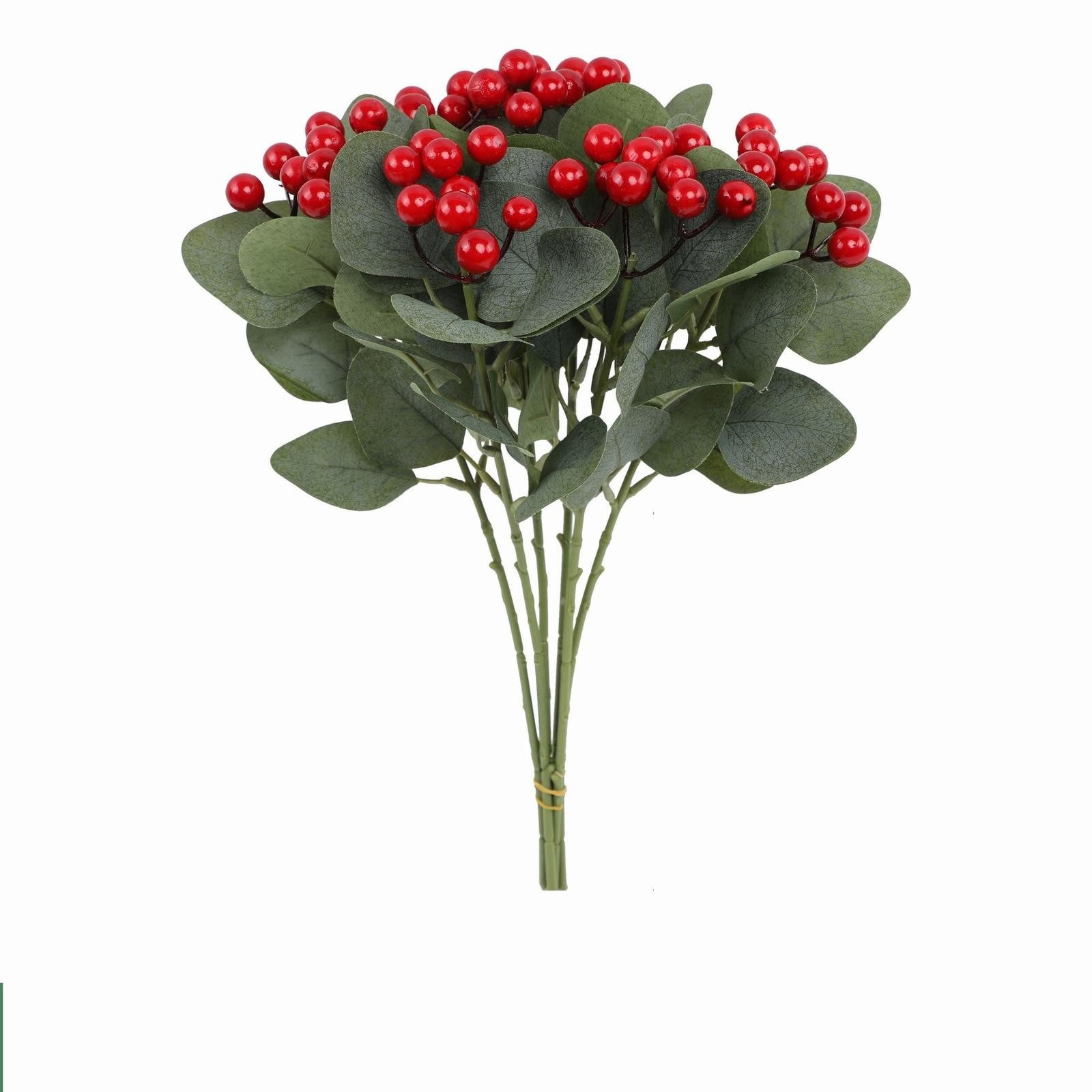MOQIN Artificial Berries Stems Faux Blueberry Picks with Fake Green ...