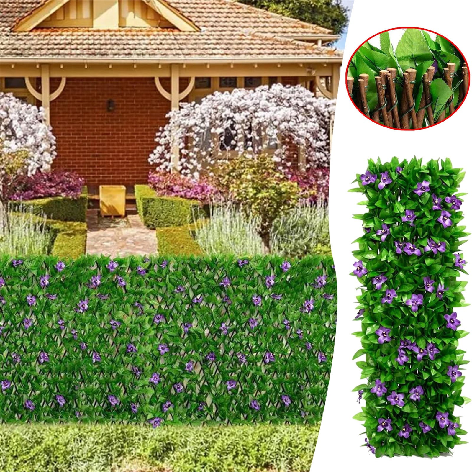 MOQIN Artificial Flowers Topiary Hedge Plant, Privacy Hedge Screen Sun ...