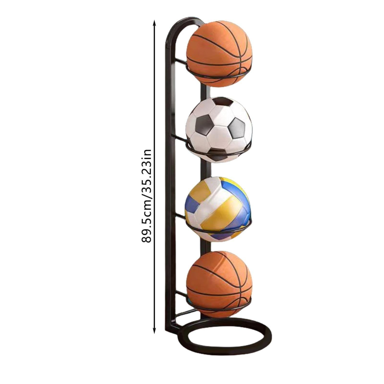 MOQIN Basketball Ball Storage Rack, 4 Tier Cube Ball Storage Holder ...