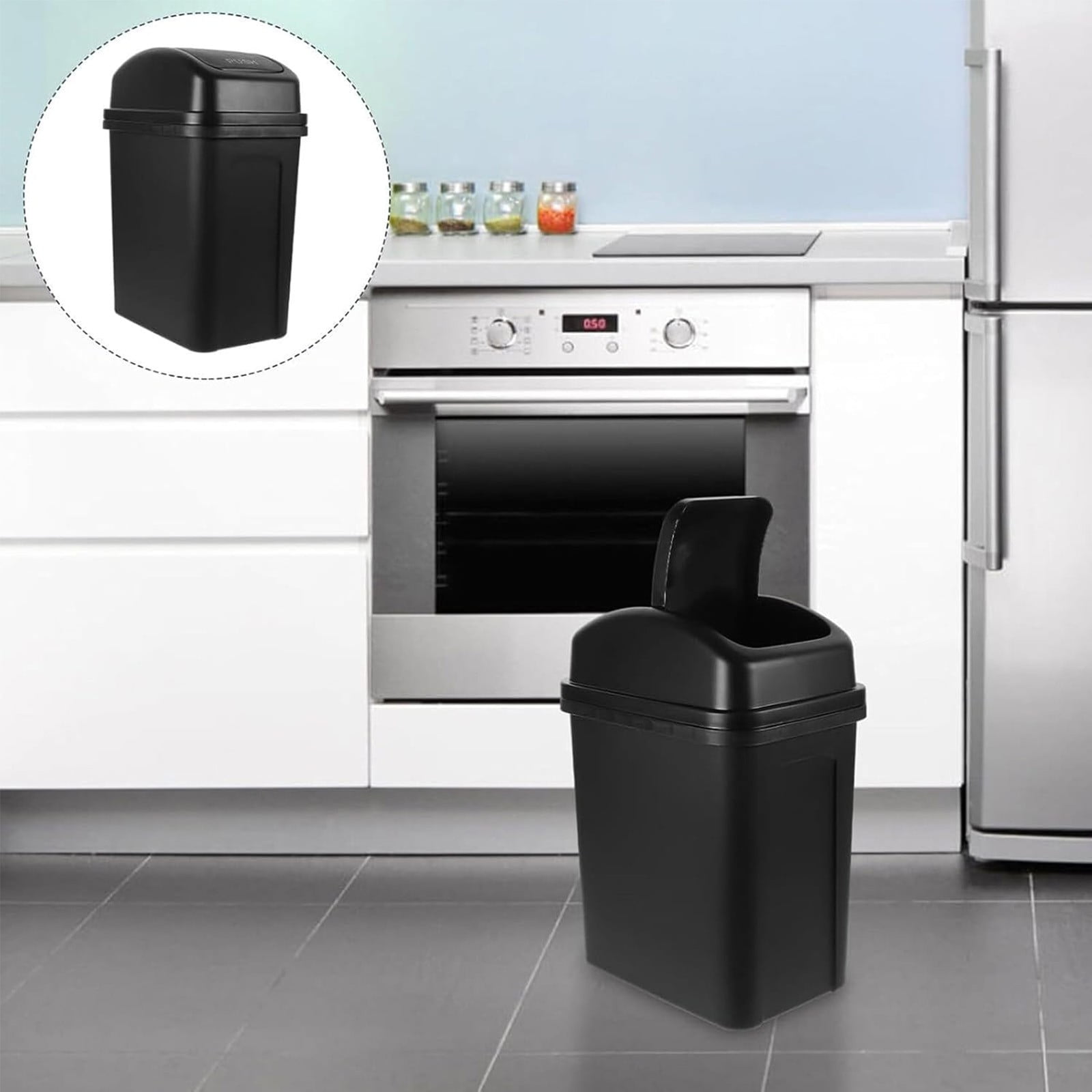 MOQIN Bathroom Trash Can with Lid ,5.5 Gallons, Plastic Garbage Can ...