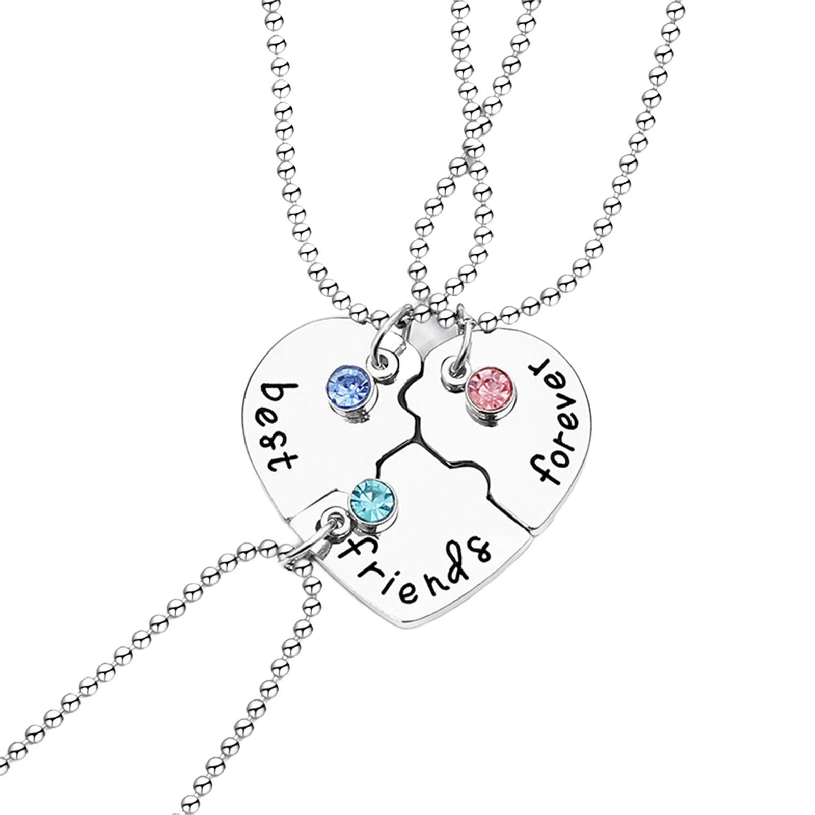 MOQIN Best Friends Forever and Ever Necklace with Crystal Broken Heart ...