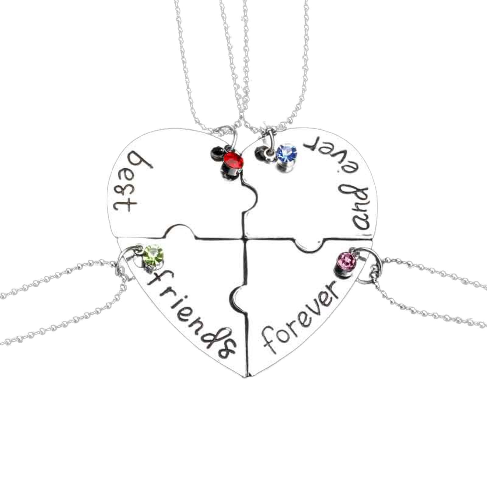 MOQIN Best Friends Forever and Ever Necklace with Crystal Broken Heart ...