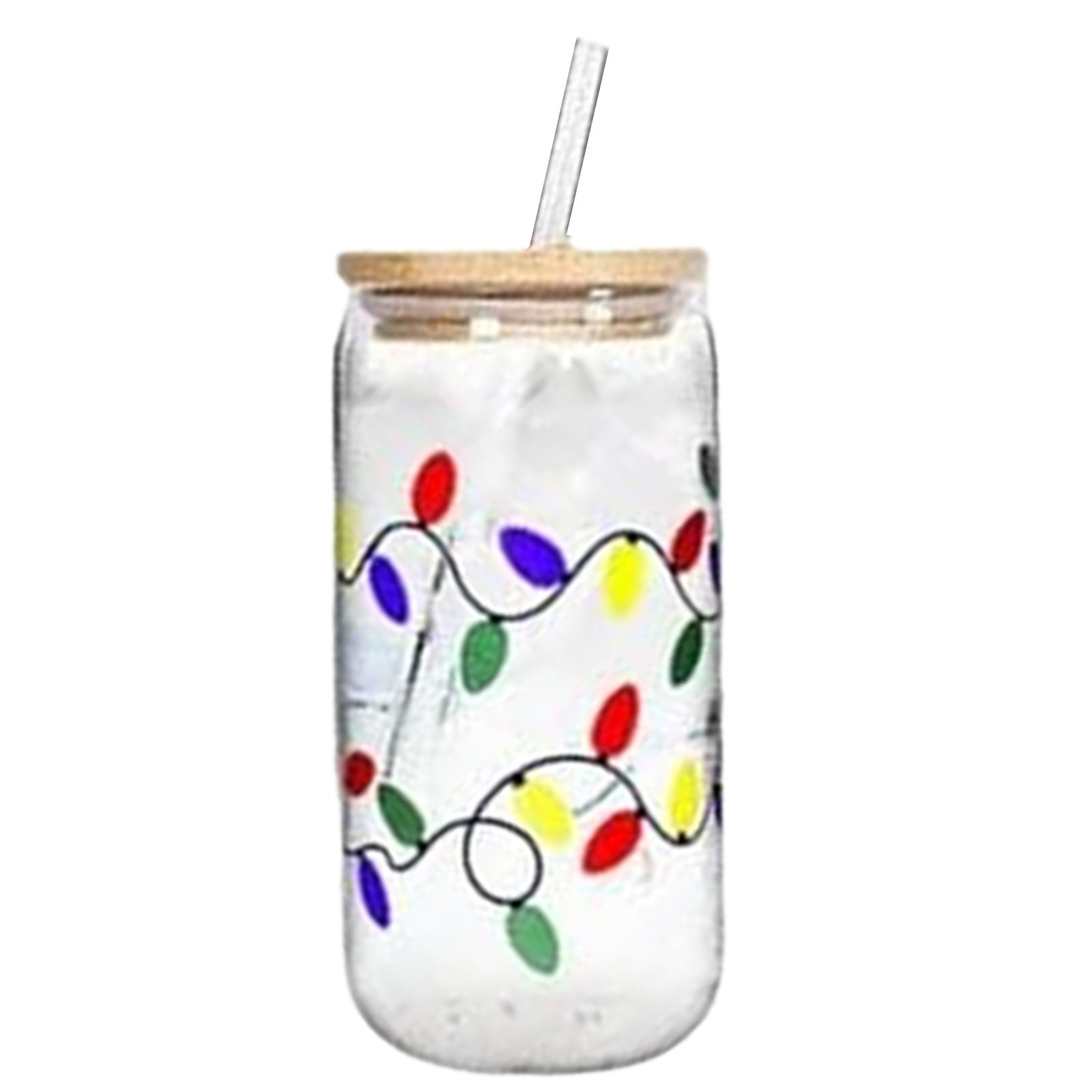 MOQIN Christmas Color Changing Glass Cup with Lid & Straw, Reusable ...