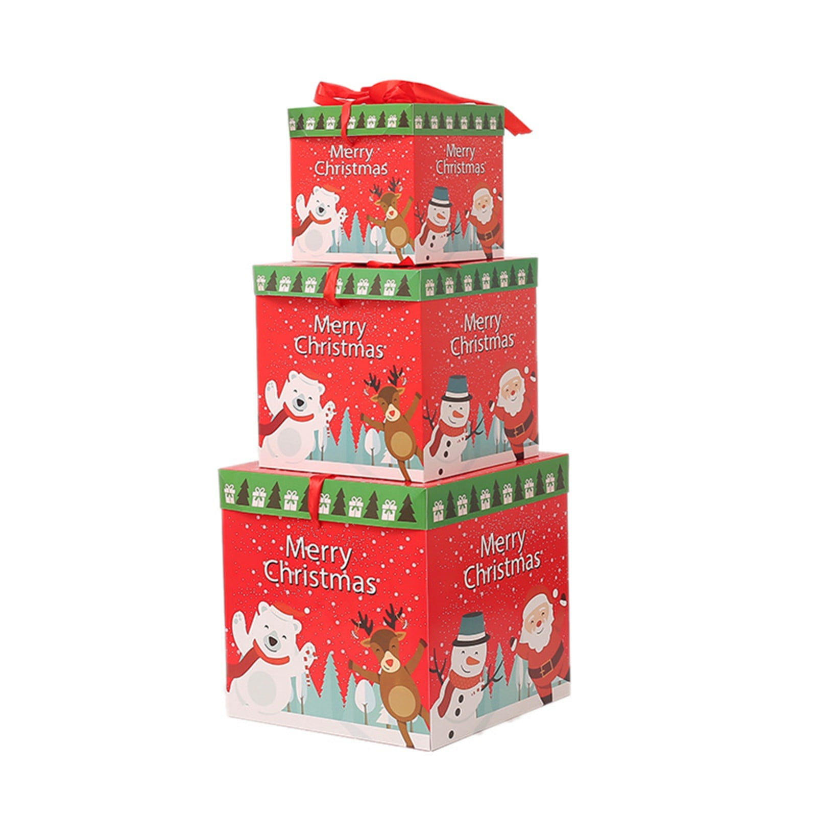 MOQIN Christmas Nesting Gift Boxes with Lids 3 Assorted Sizes Stackable ...
