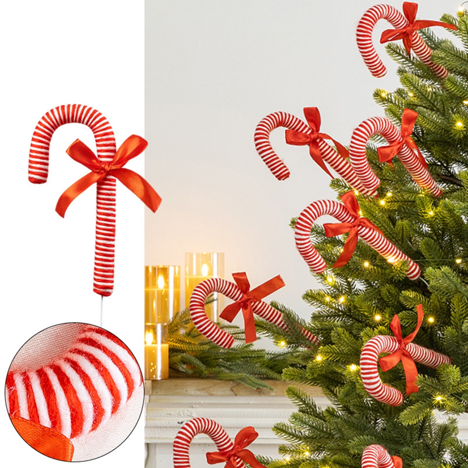 MOQIN Christmas Red and White Woolen Candy Picks, 15''/38cm Christmas ...