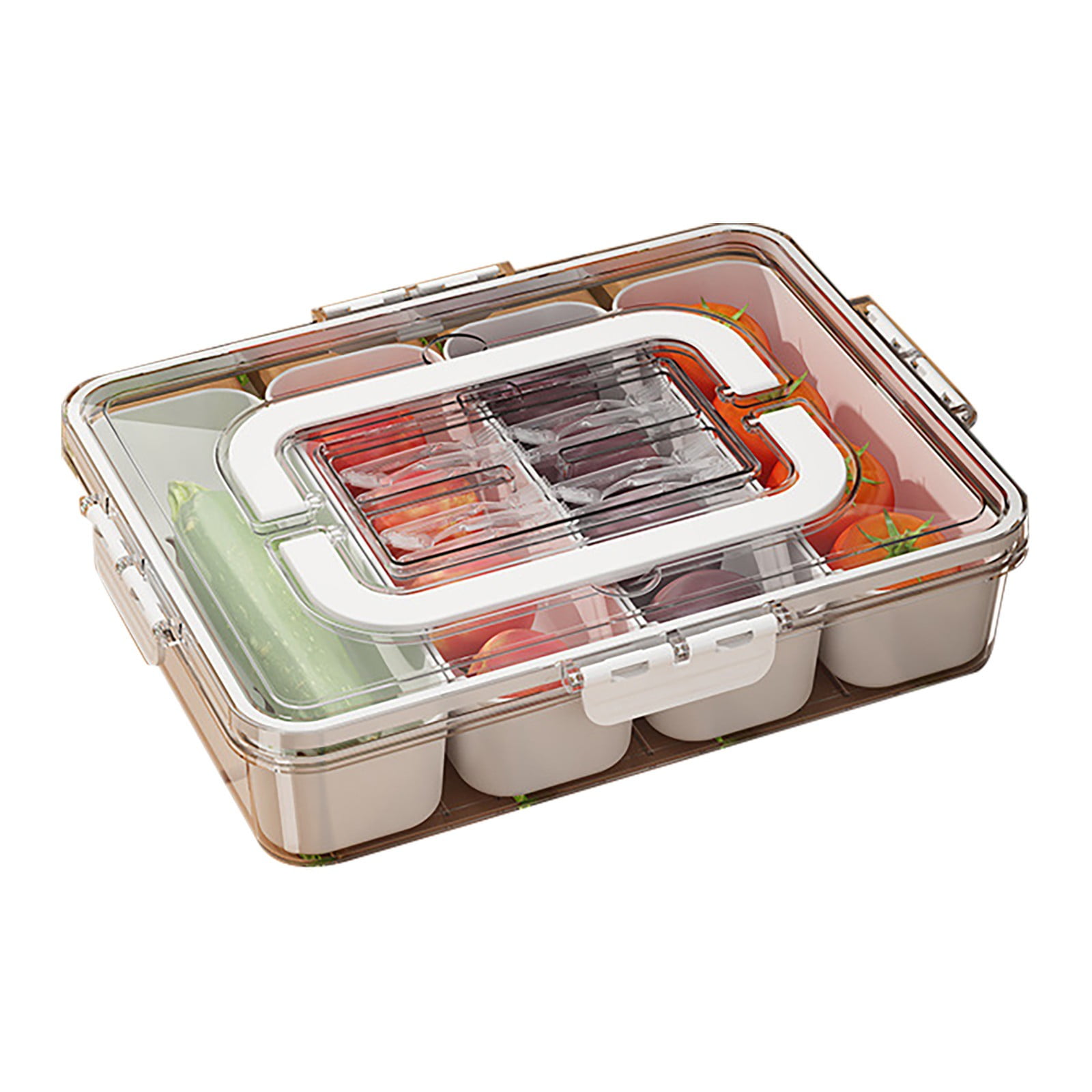 MOQIN Divided Veggie Tray with Lid and Handle 4 Compartment Serving ...
