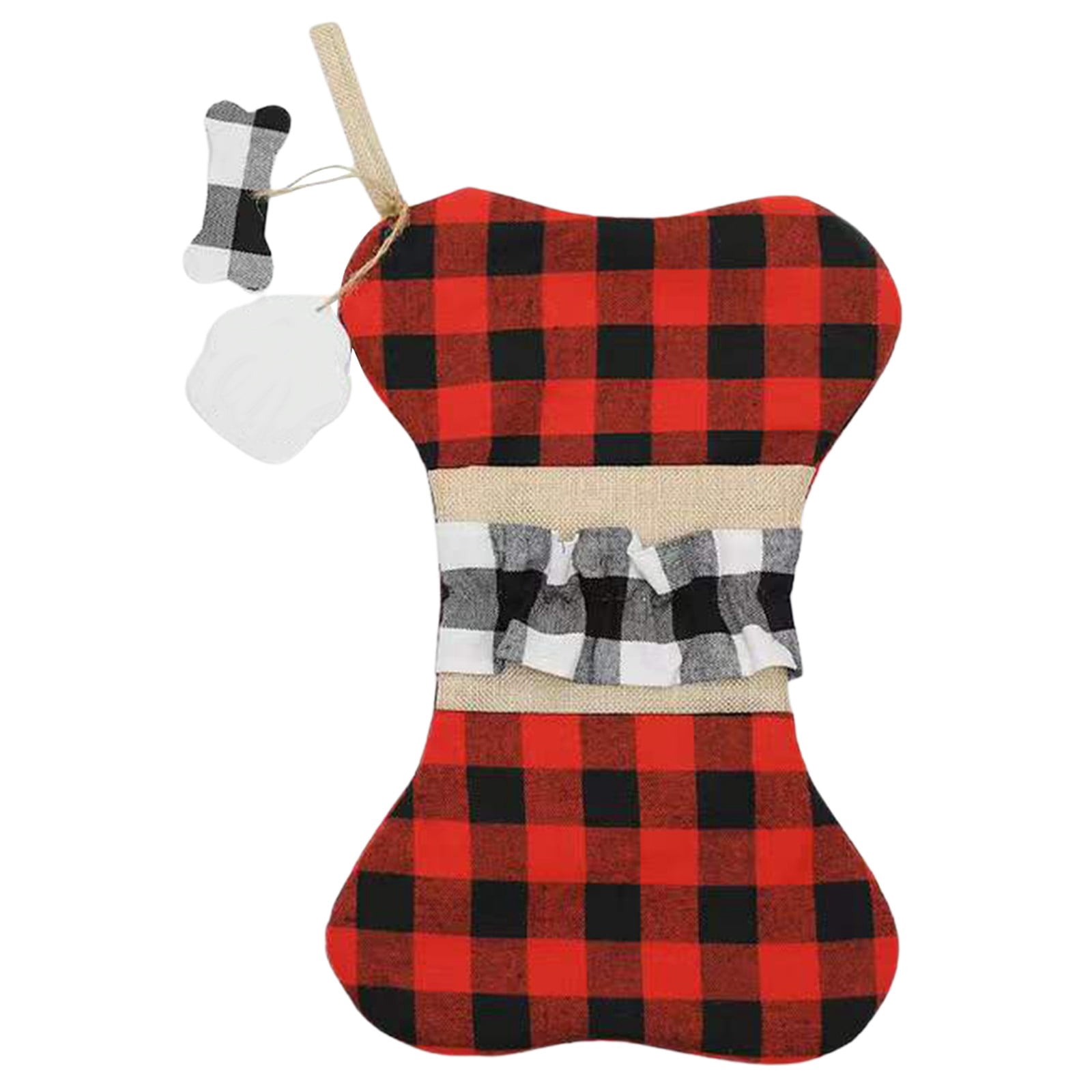MOQIN Dog Christmas Stockings, Dog Bone Shaped Jute Burlap Pet Stocking ...