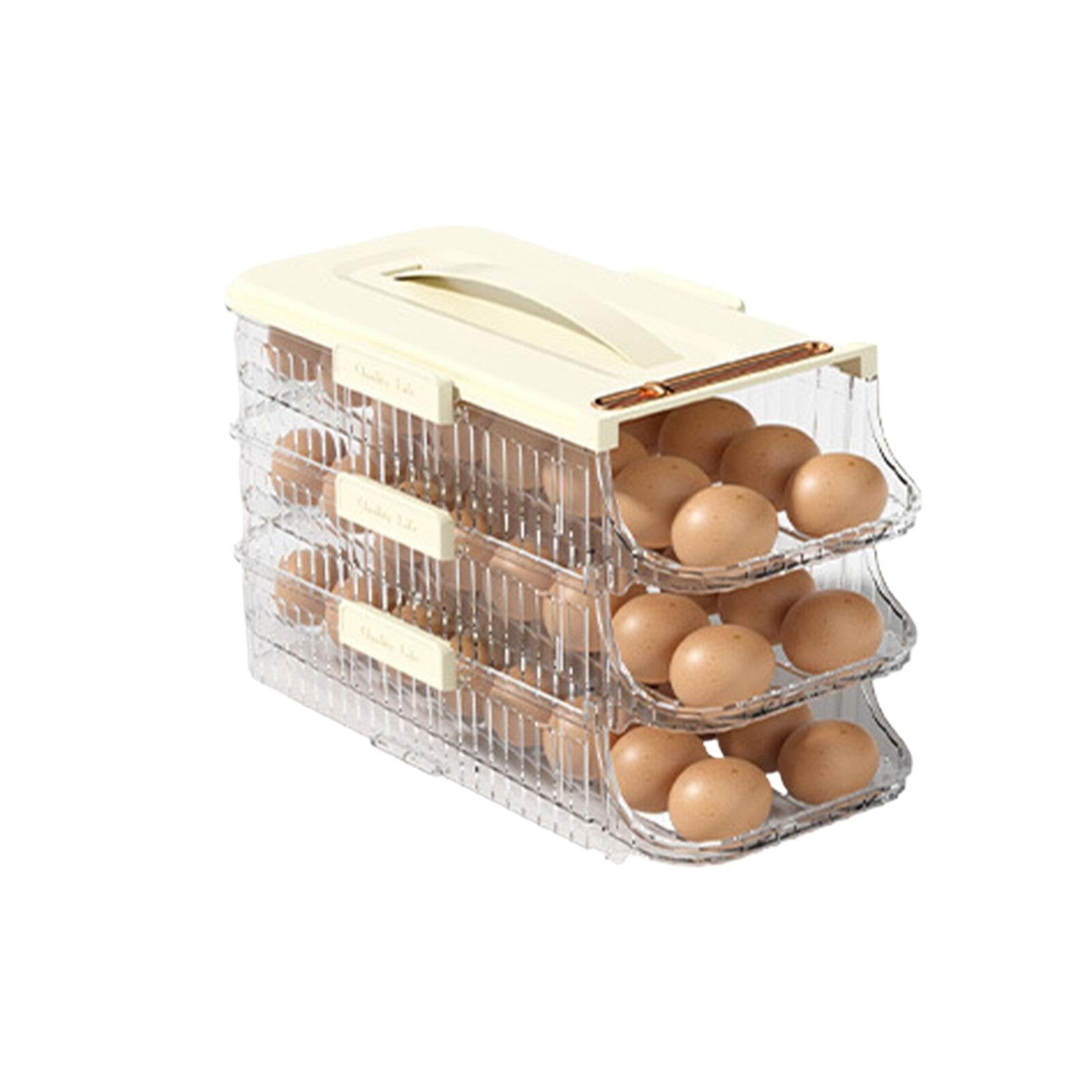 MOQIN Egg Container for Refrigerator, Egg Holder Rolling Egg Holder for ...