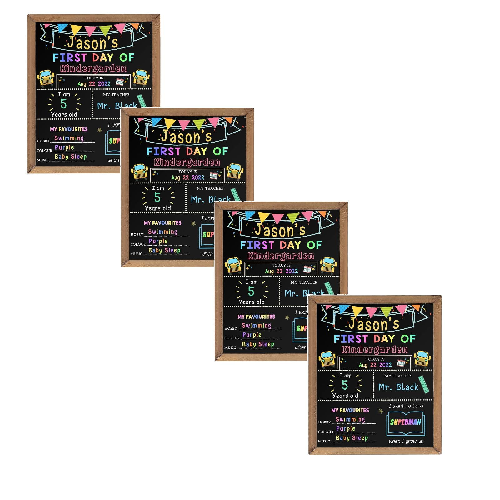 MOQIN First Day and Last Day of School Chalkboard Sign, Reusable Wooden ...