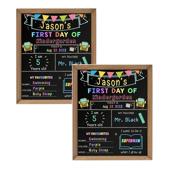 MOQIN First Day and Last Day of School Chalkboard Sign, Reusable Wooden ...