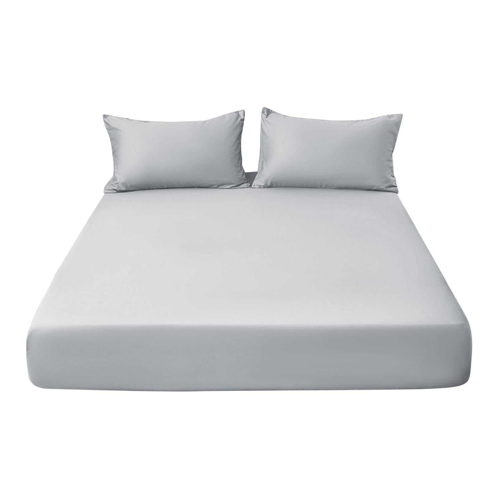 MOQIN Fitted Bottom Sheet Fitted Sheet Solid Color Fitted Bed Sheet ...