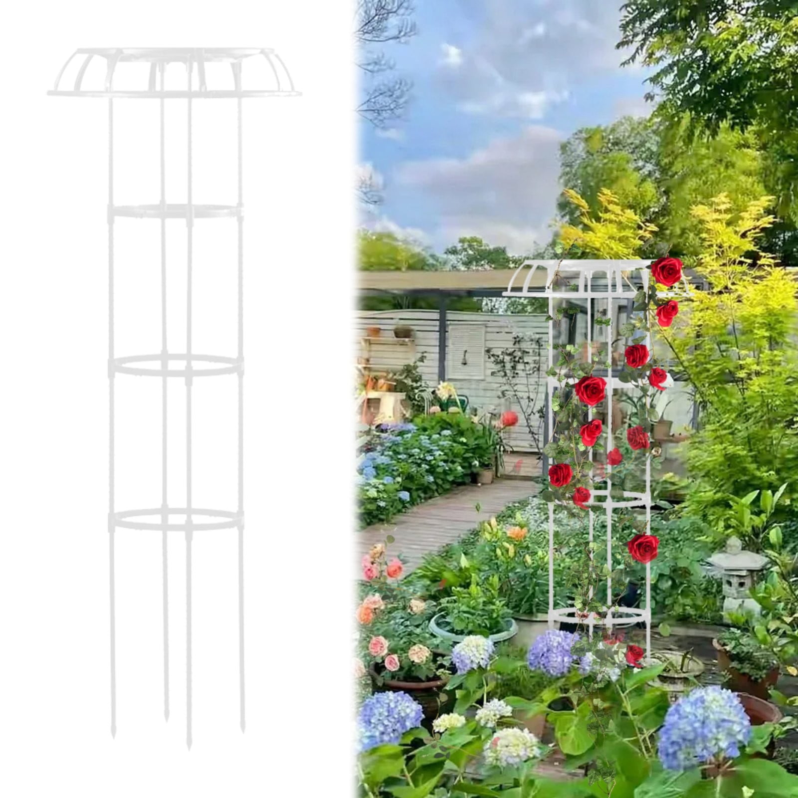 MOQIN Garden Trellis for Climbing Plants Outdoor, 2 in 1 Plant Cages ...