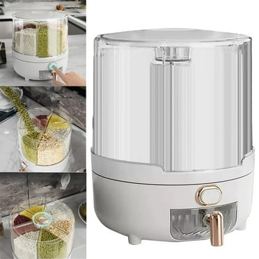 Wuzstar 6-Grid Rice Dispenser Rotating Dry Grain Container Tank for ...